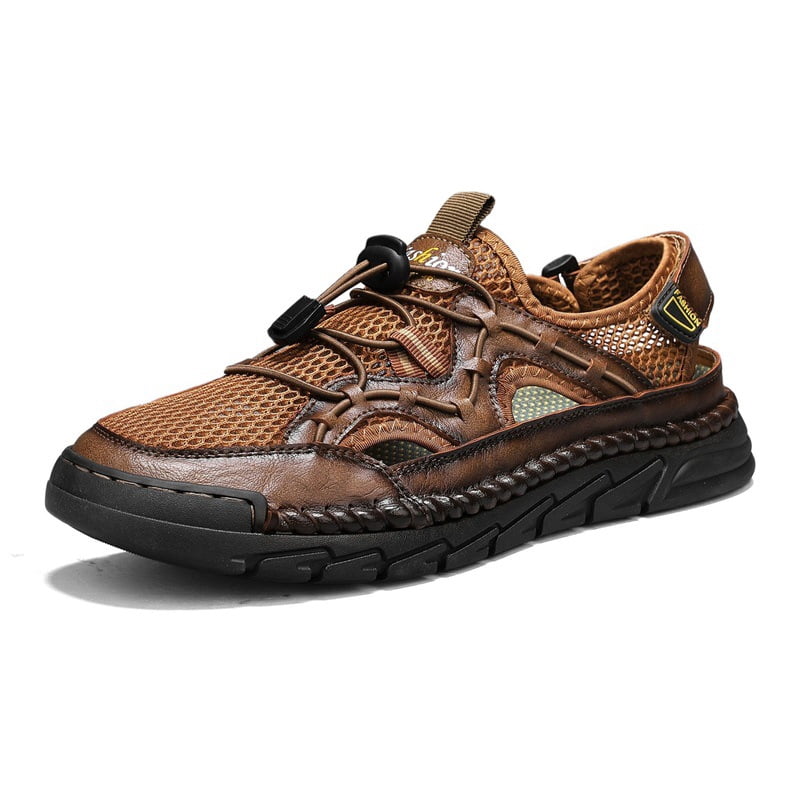 Men's Closed-Toe Sport Sandals, Lightweight Genuine Leather Outdoor ...
