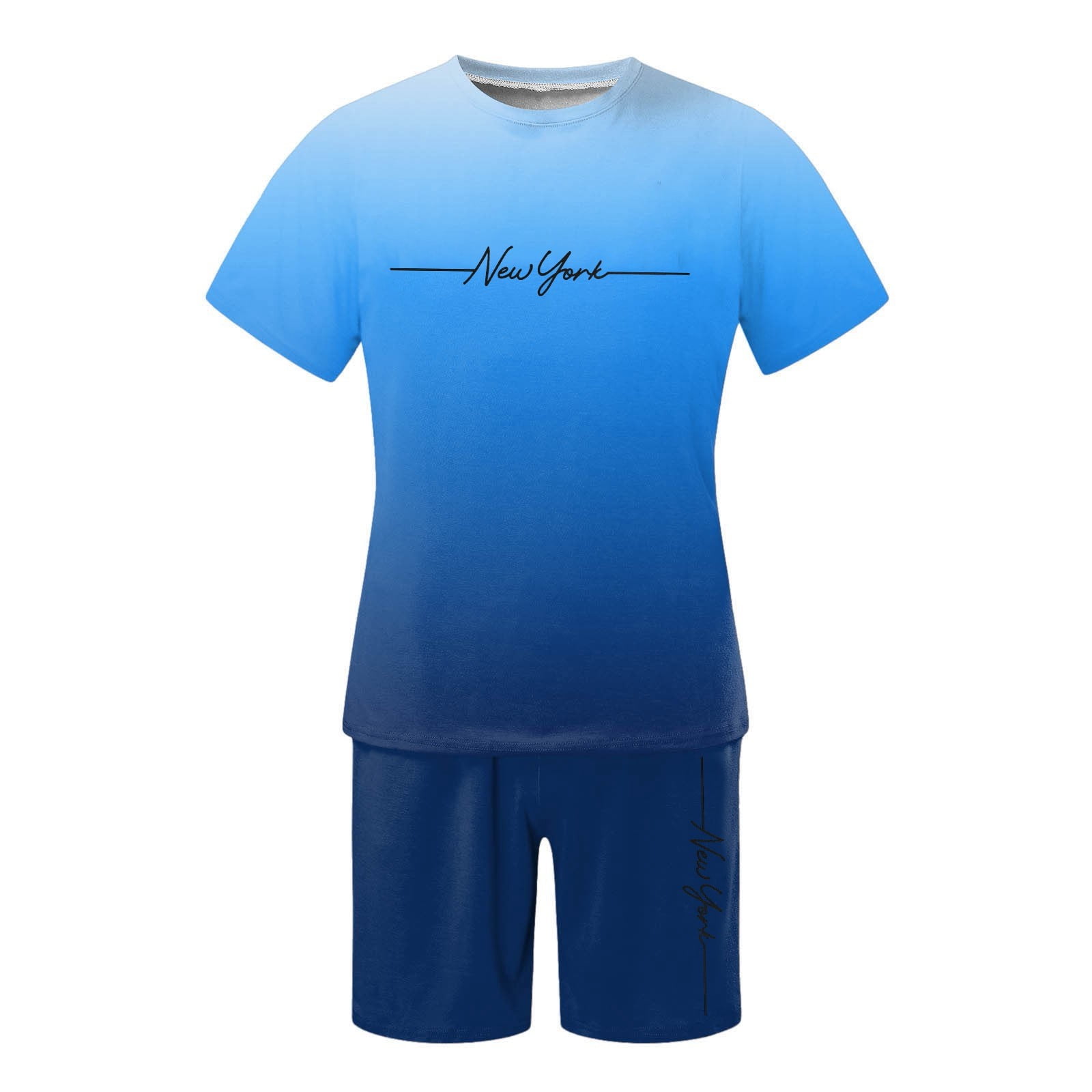 Men's Clothing Male Print Short Sleeve T Shirt And Shorts Two Piece Set ...