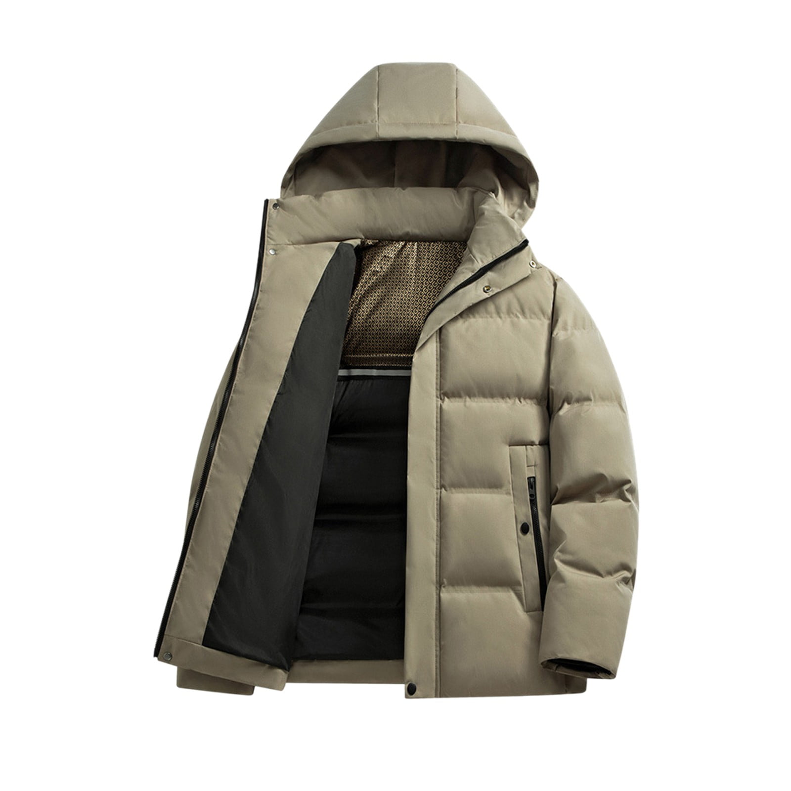 Men's Coat, Men's Winter Thermal Insulated Padded Jacket with Hood for ...