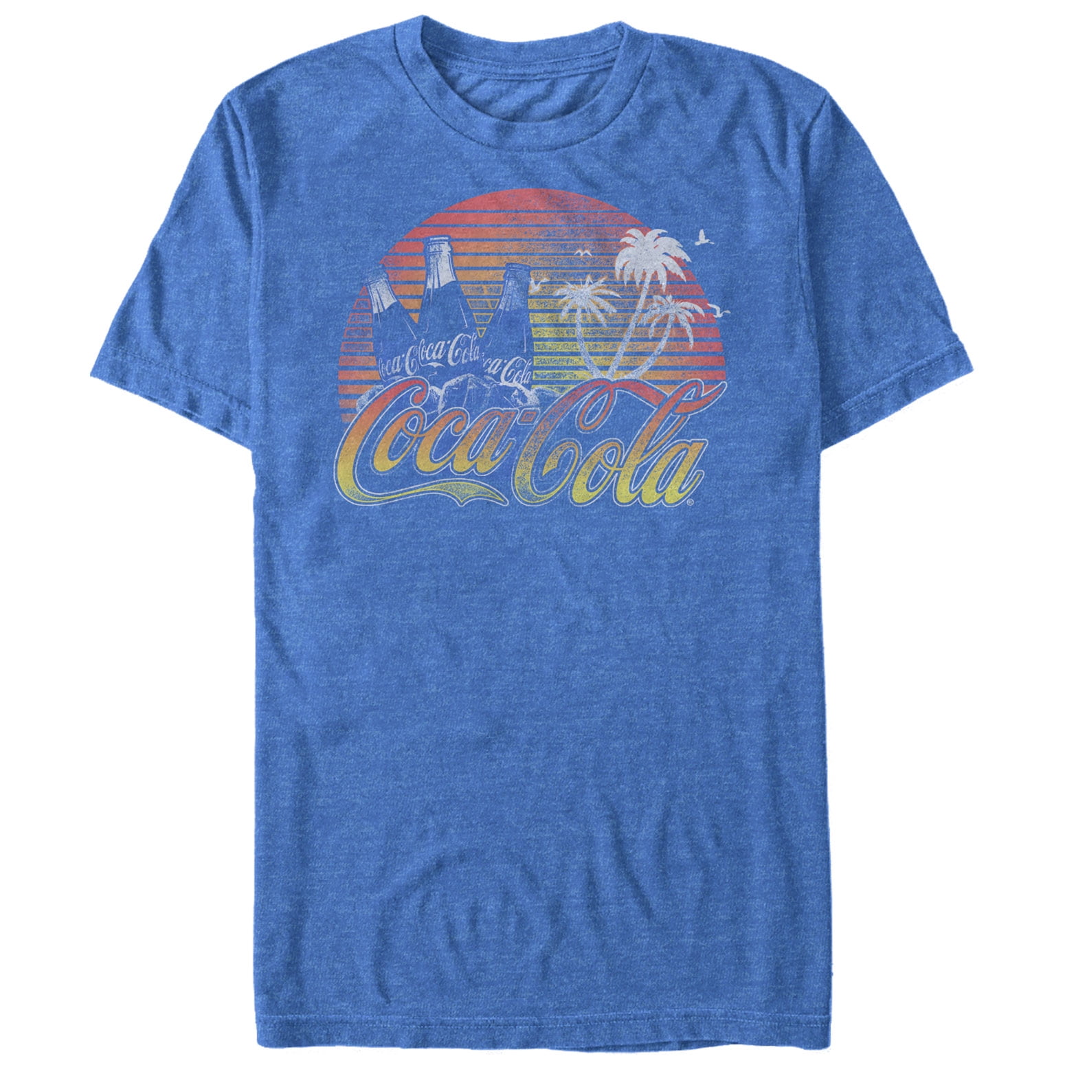 Men's Coca Cola Tropical Vibe Graphic Tee Royal Blue Heather Medium ...