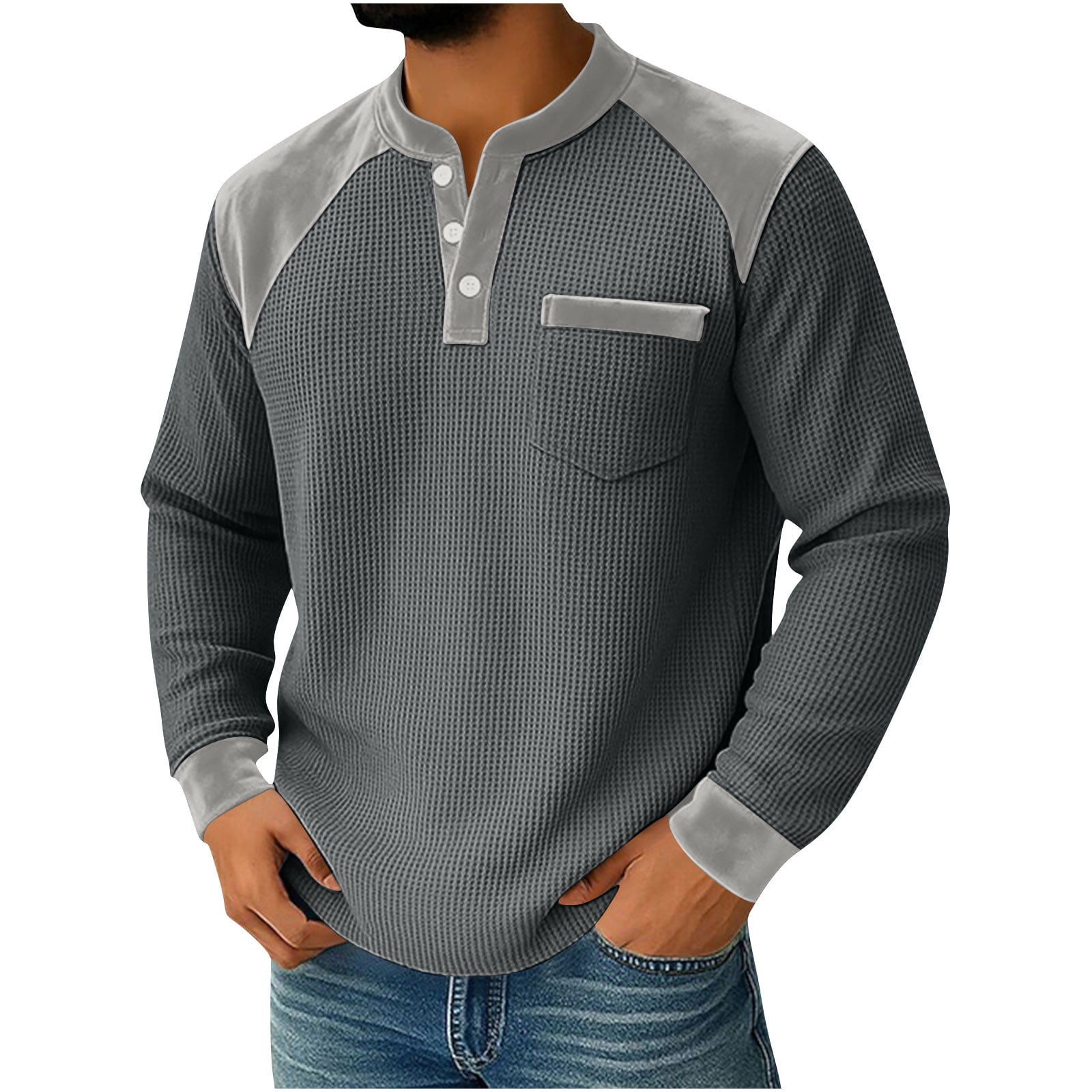 Men's Cold Weather Luxe Tops Plush Velvet & Grid Contrast Shirts Long ...
