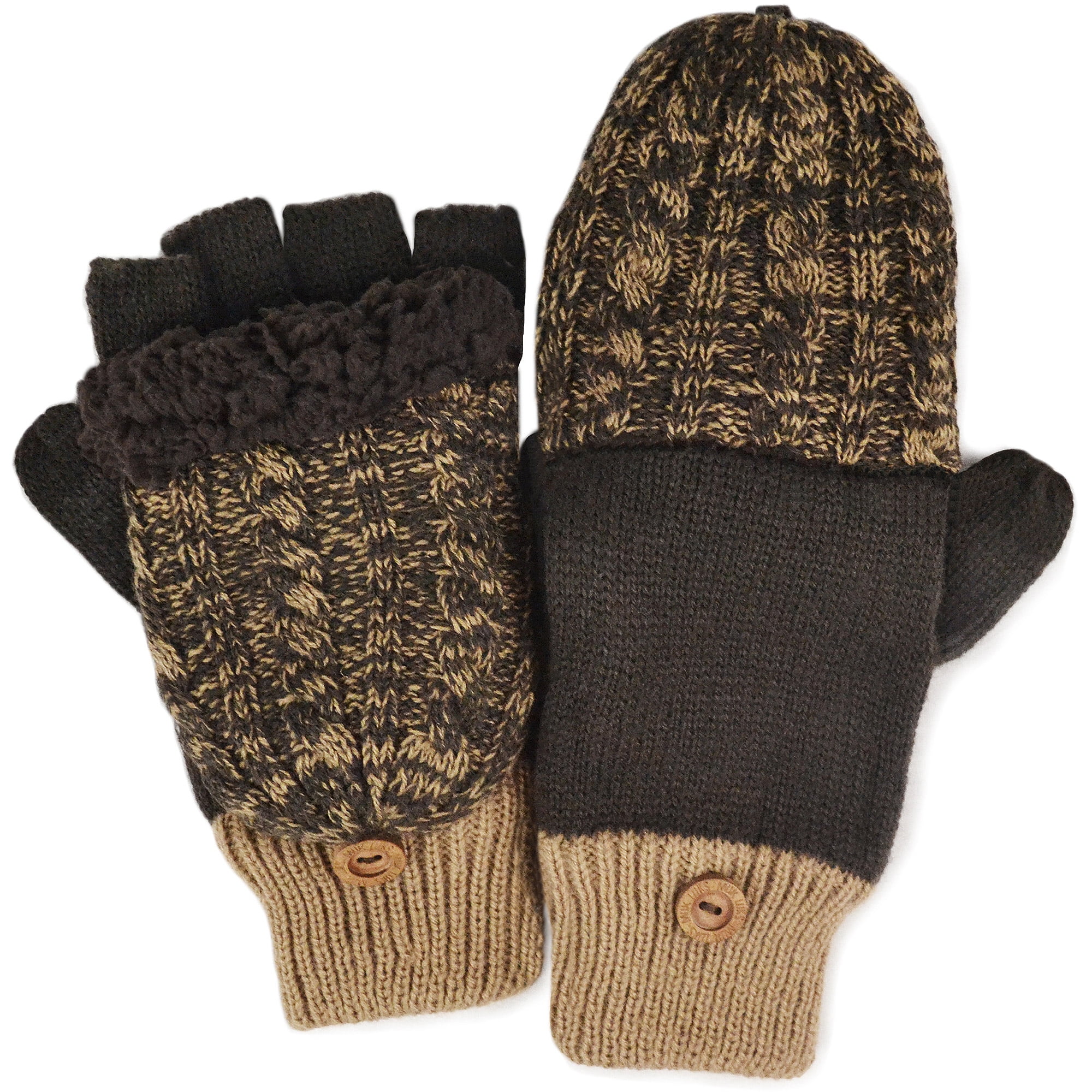 Men's Color Block Cable Flip Mittens - Walmart.com