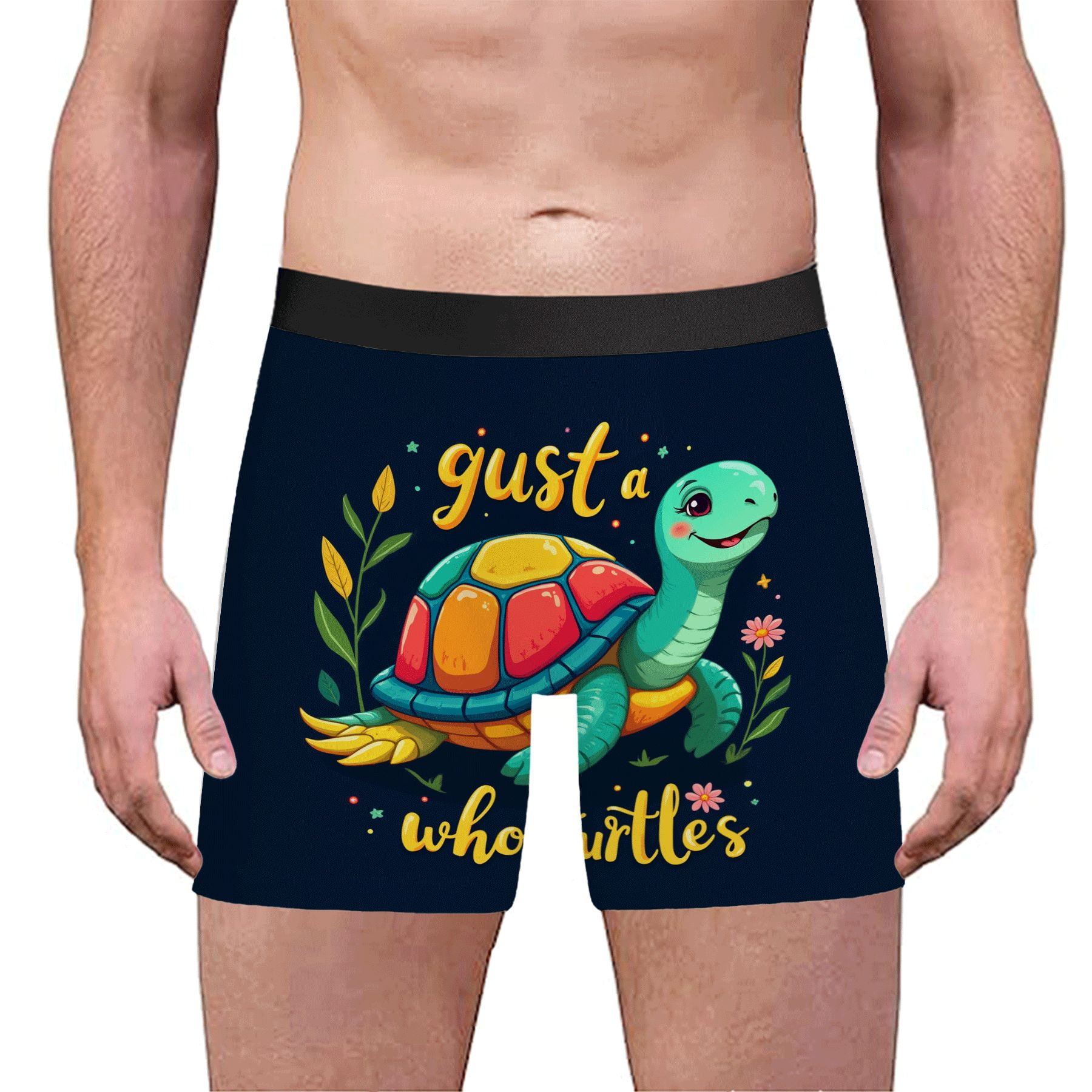 Men's Colorful Boxer Briefs with Playful Cartoon Turtle Design ...
