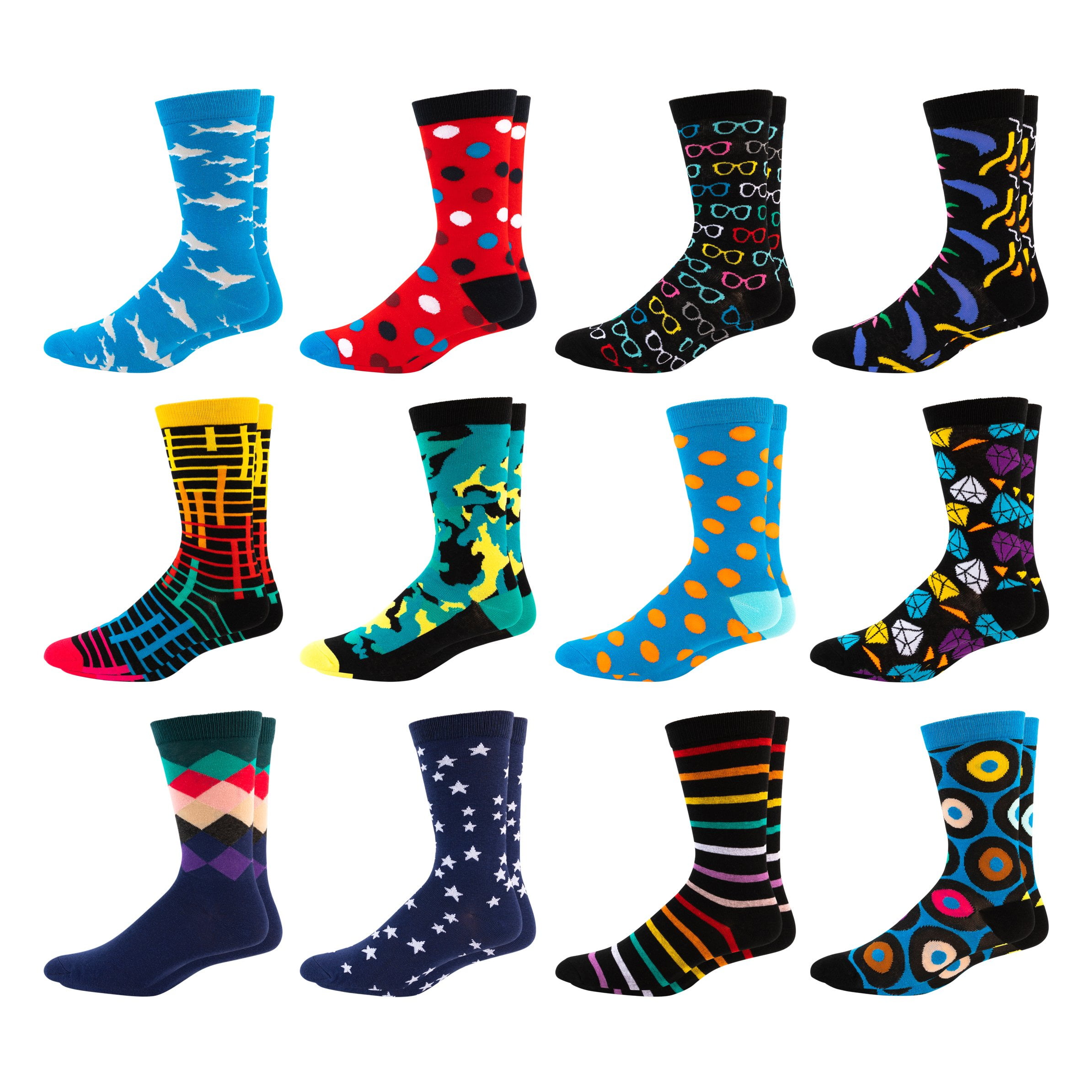 Mitch Bogen Men's Novelty Multi Fancy Unique Printed Dress Socks - 12 ...