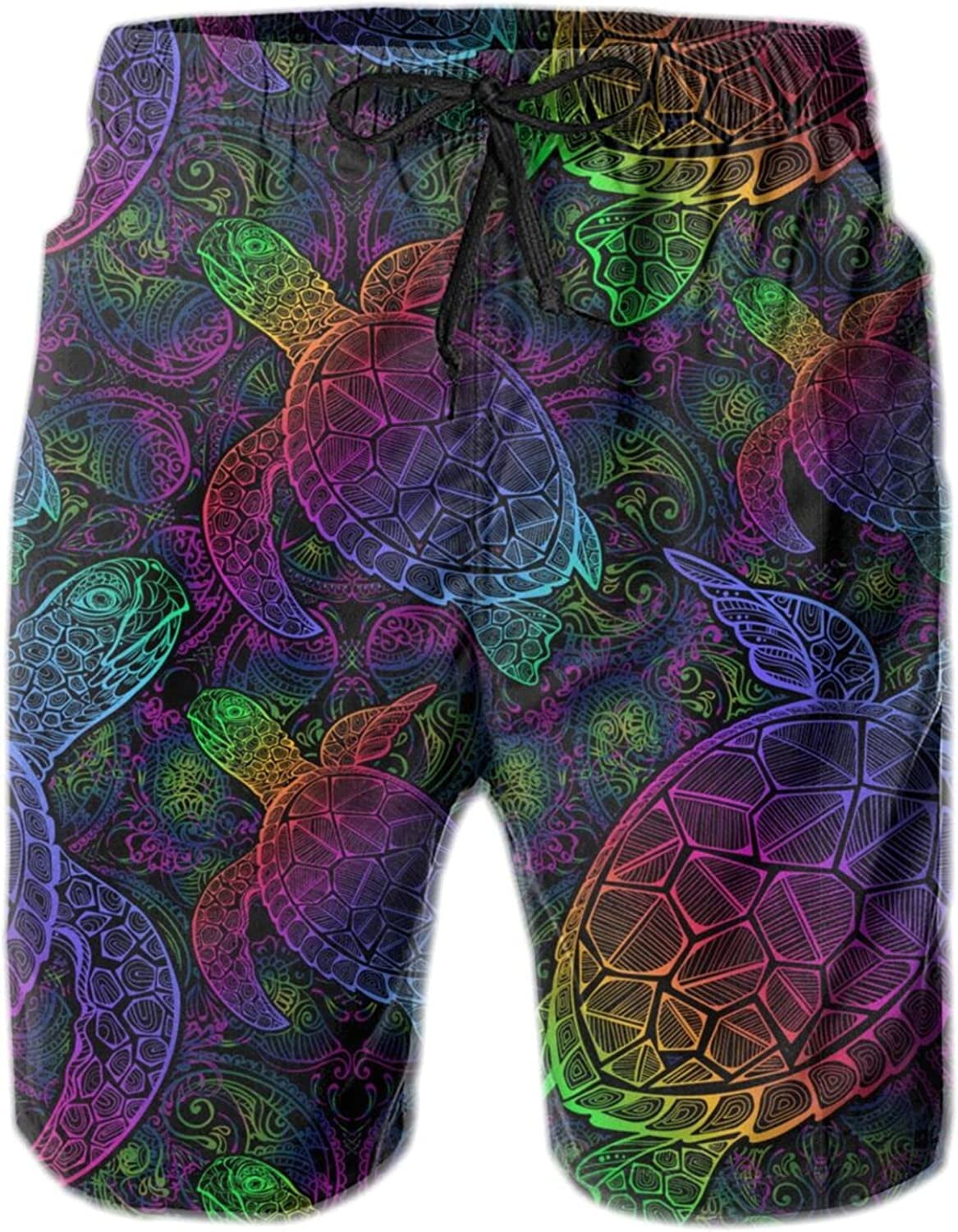 Men's Colorful sea Turtle Swim Trunks Quick Dry Swim Shorts Print Beach ...