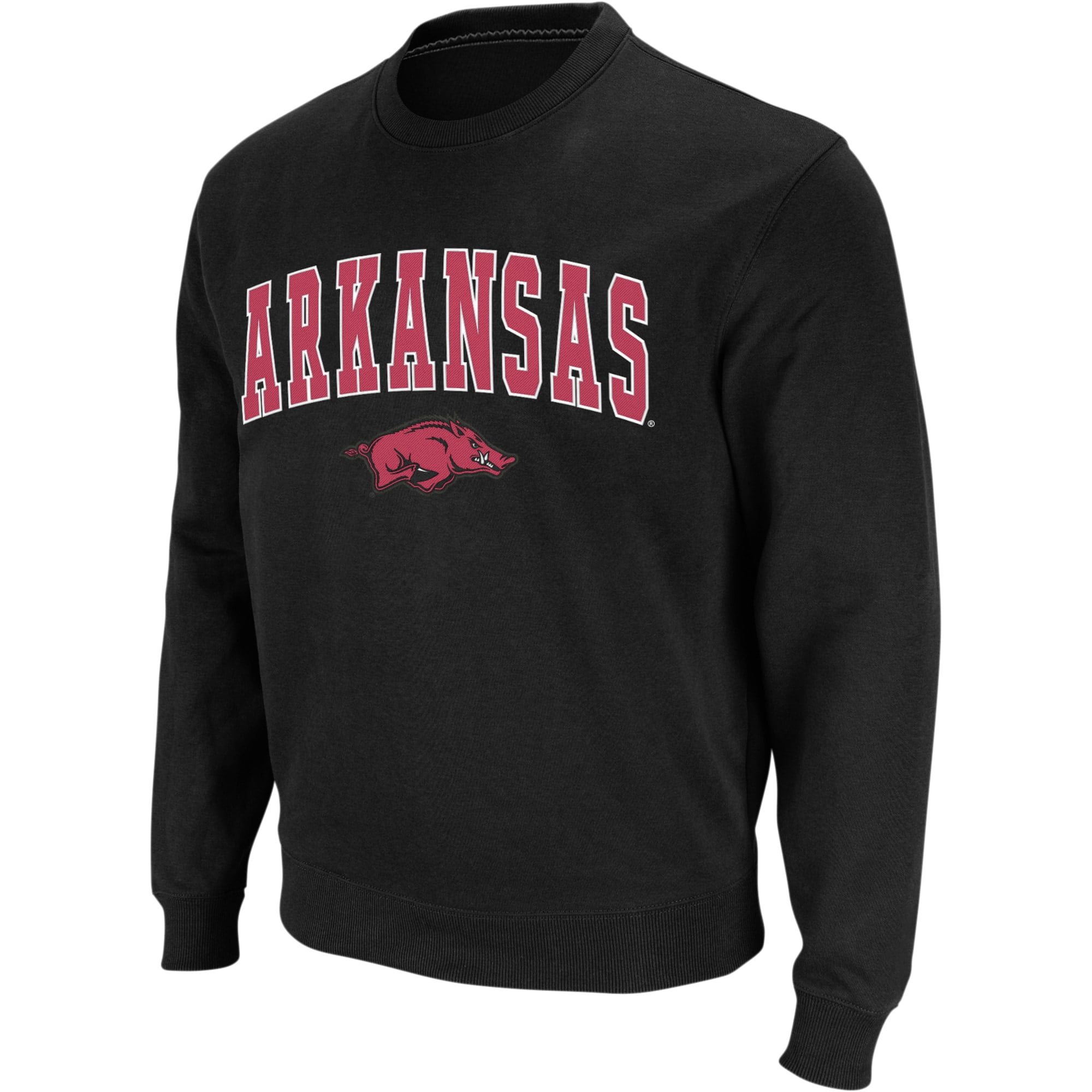Men's Colosseum Black Arkansas Razorbacks Arch & Logo Crew Neck ...