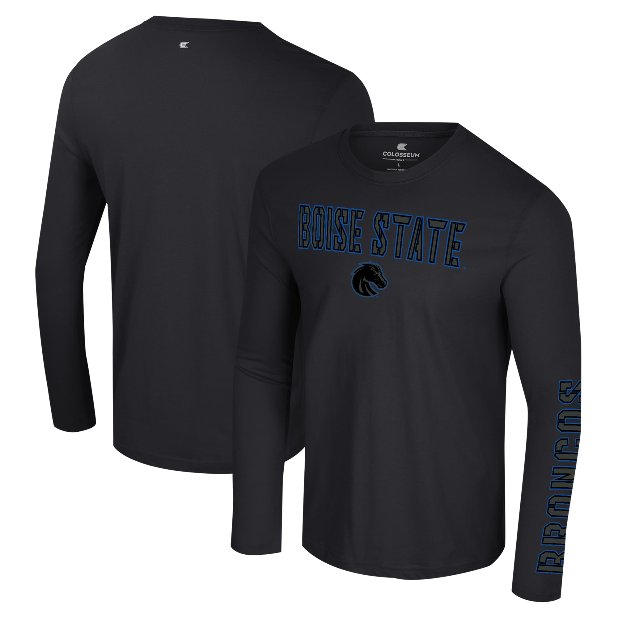 Men's Colosseum Black Boise State Broncos Color Pop Active Blend 2-Hit ...