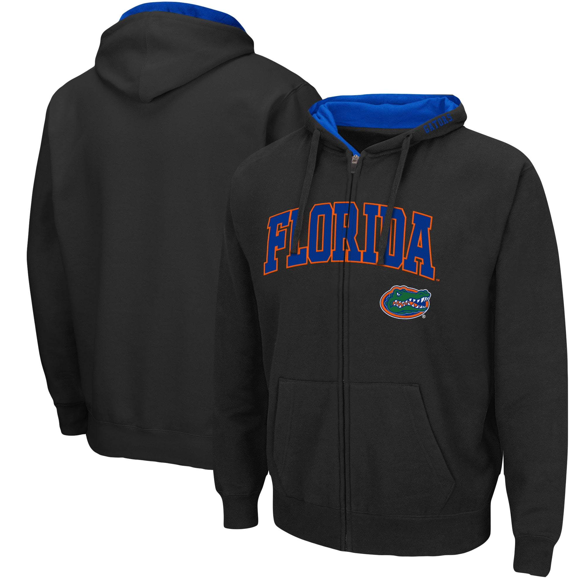 Men's Colosseum Black Florida Gators Arch & Logo 3.0 Full-Zip Hoodie ...