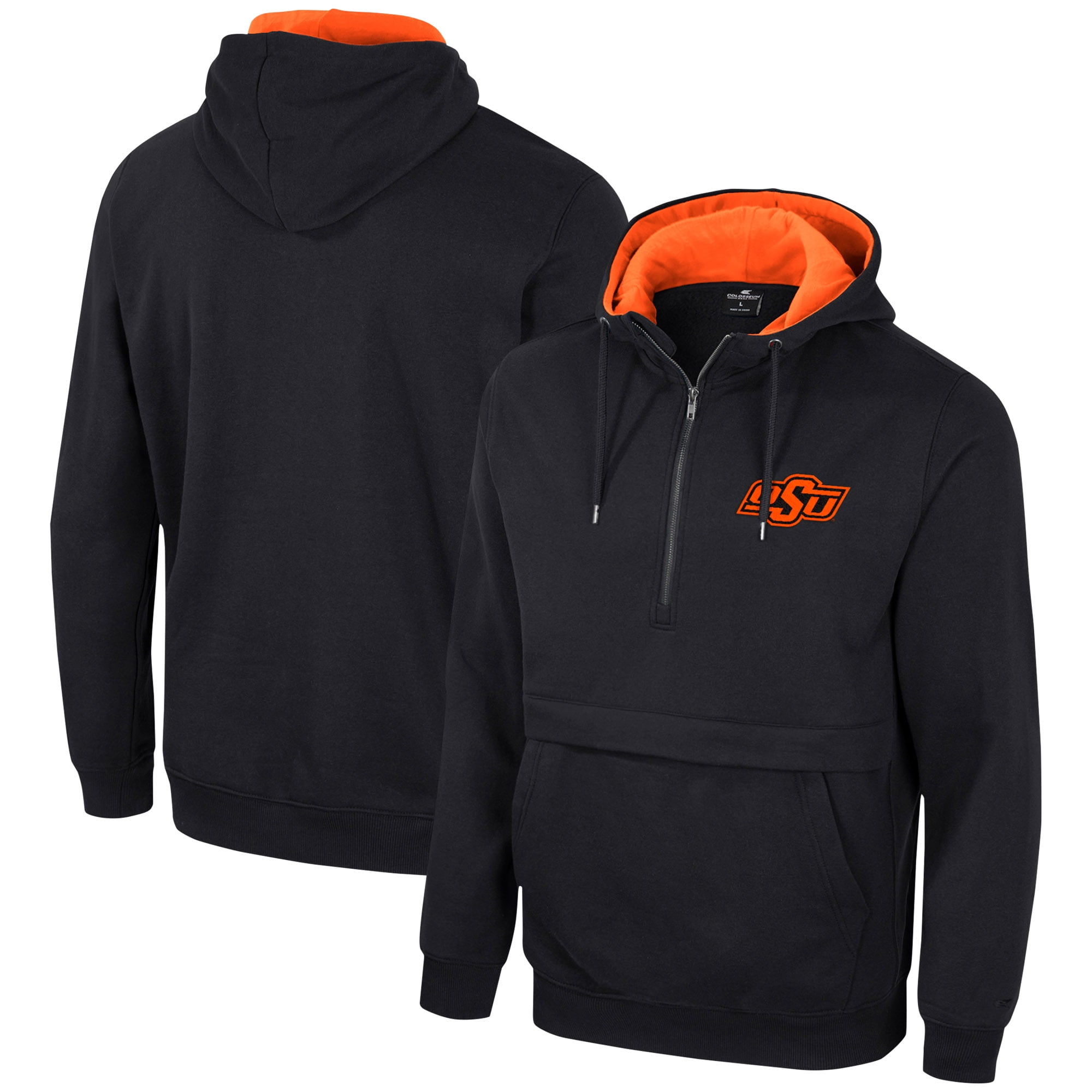 Men's Colosseum Black Oklahoma State Cowboys Half-Zip Hoodie - Walmart.com