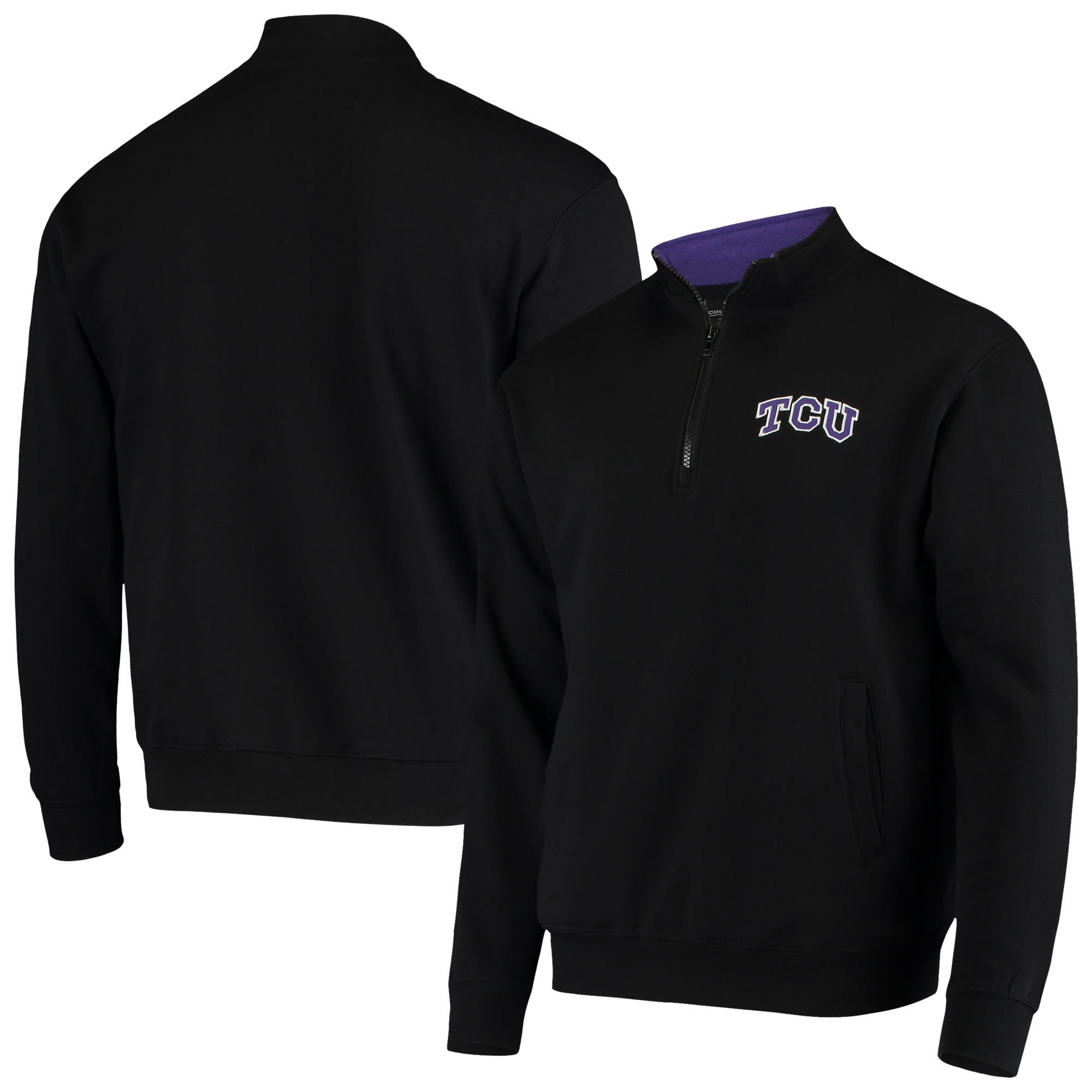 Men's Colosseum Black TCU Horned Frogs Tortugas Logo Quarter-Zip Jacket ...