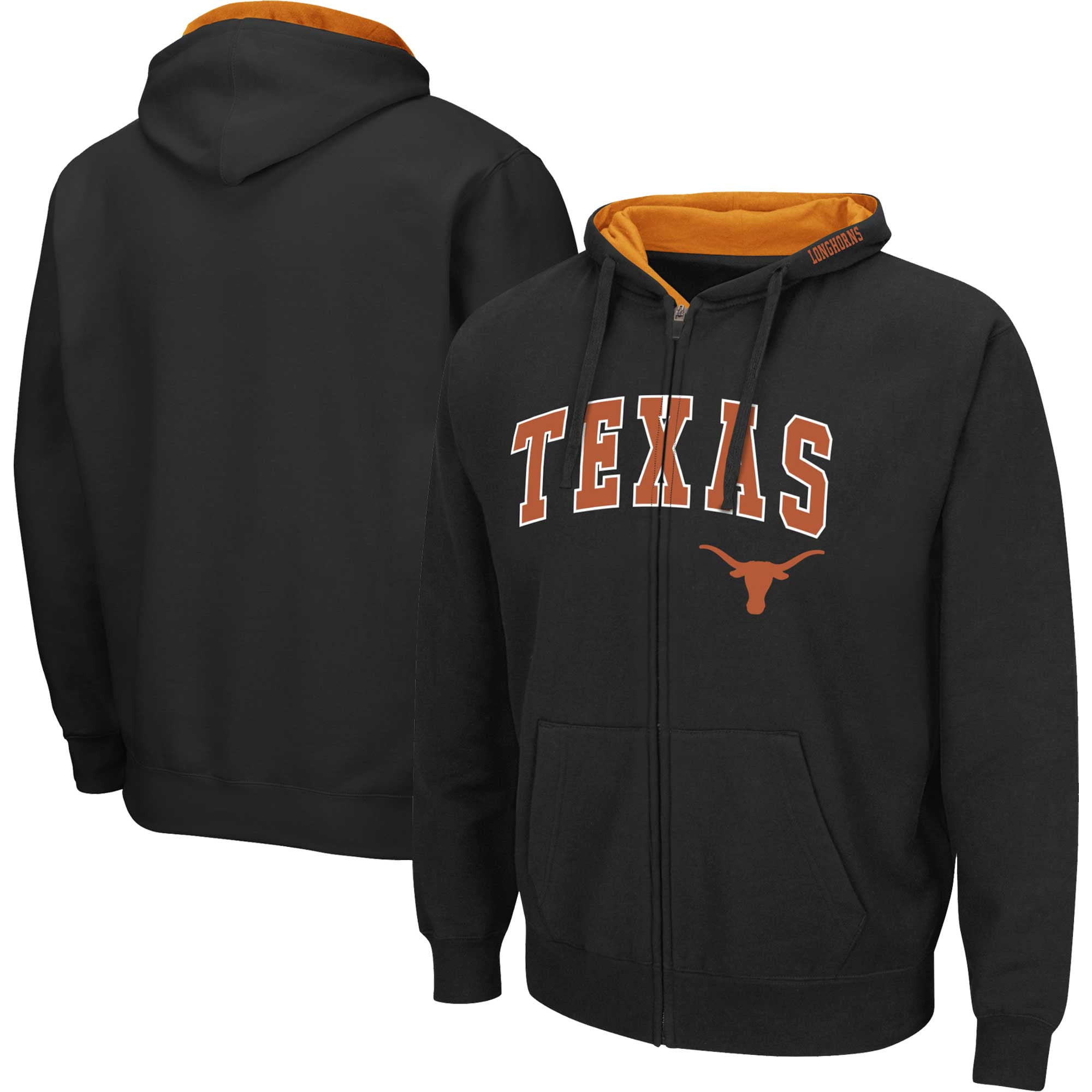 Men's Colosseum Black Texas Longhorns Arch & Team Logo 3.0 Full-Zip ...