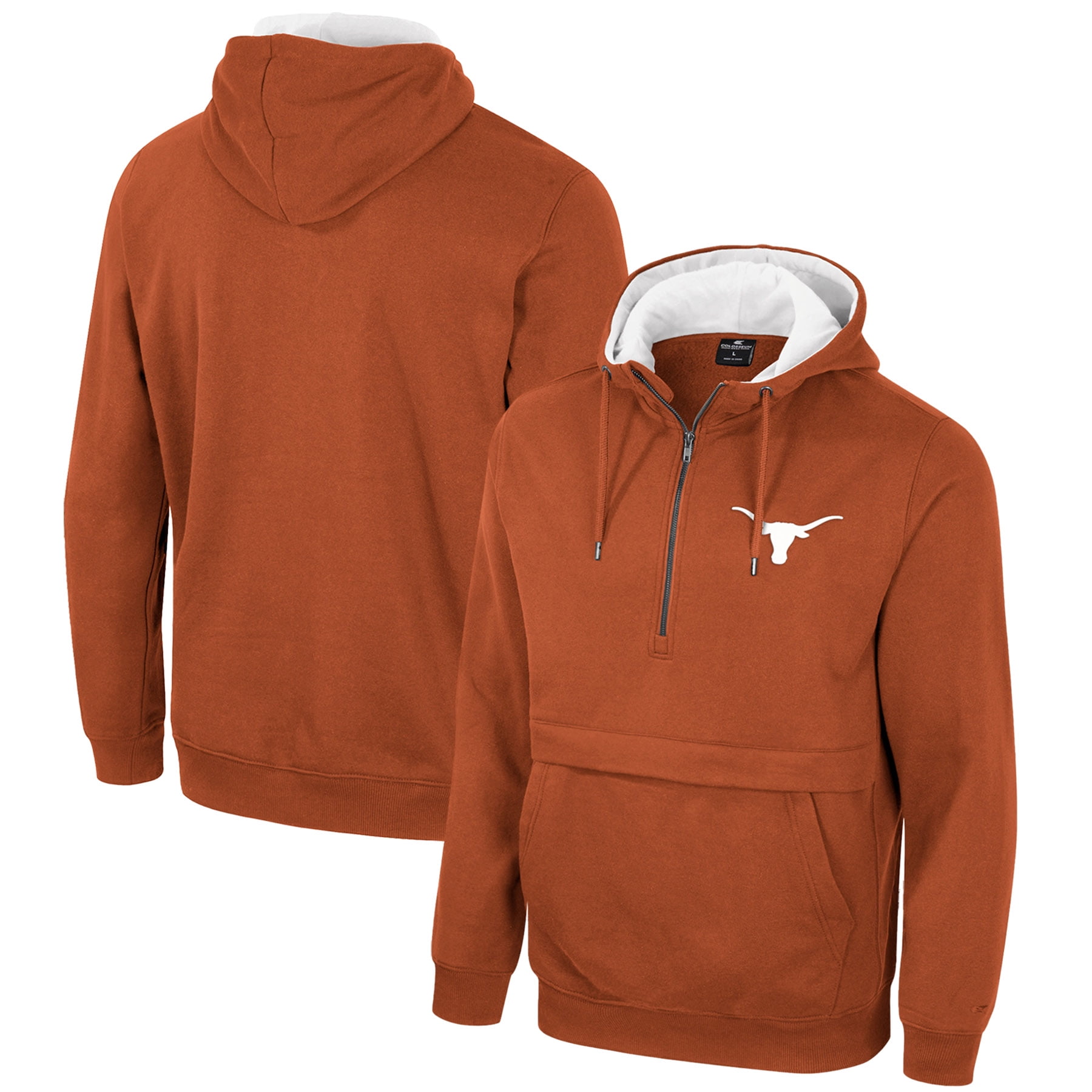 Men's Colosseum Burnt Orange Texas Longhorns Half-Zip Hoodie - Walmart.com