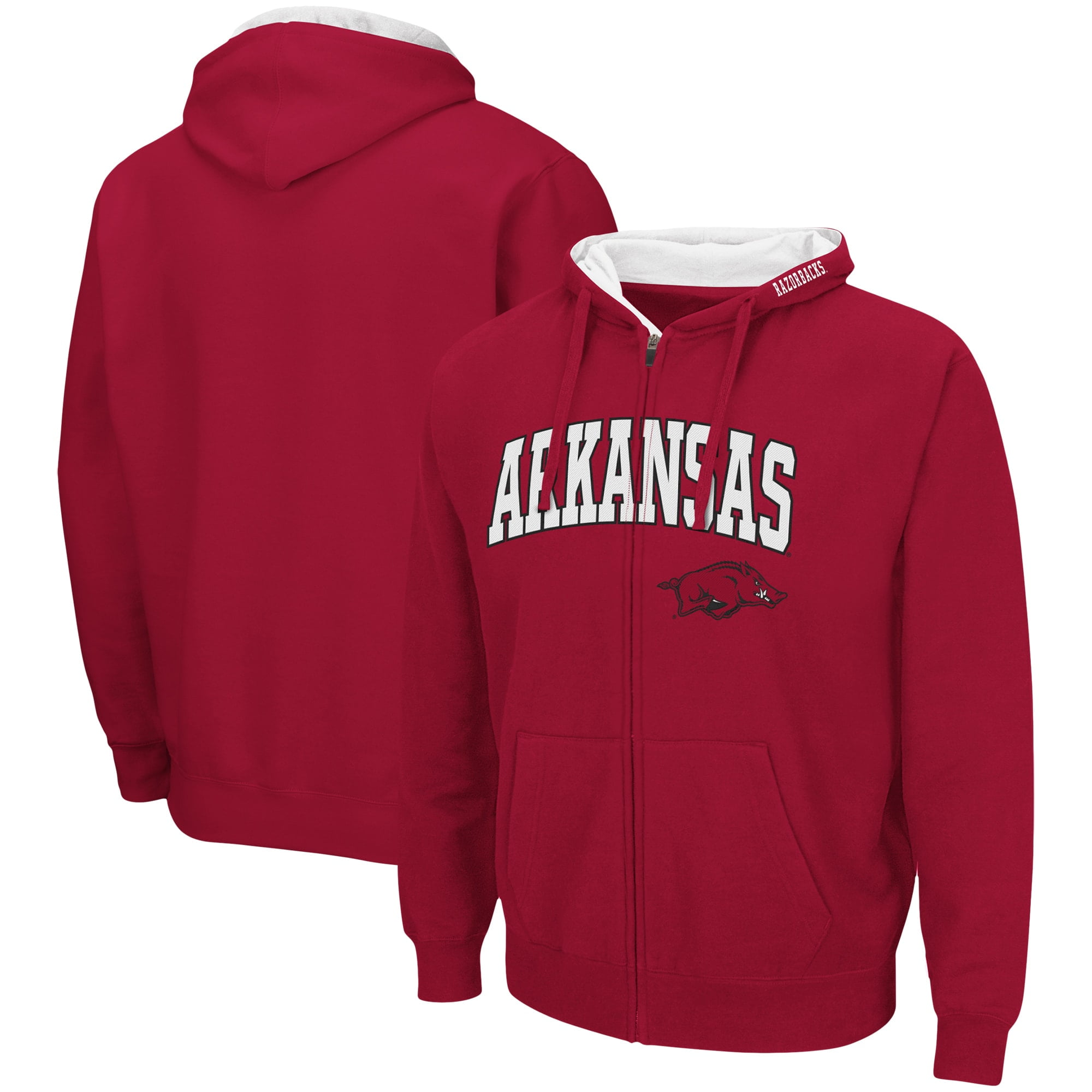 Men's Colosseum Cardinal Arkansas Razorbacks Arch & Logo 3.0 Full-Zip ...