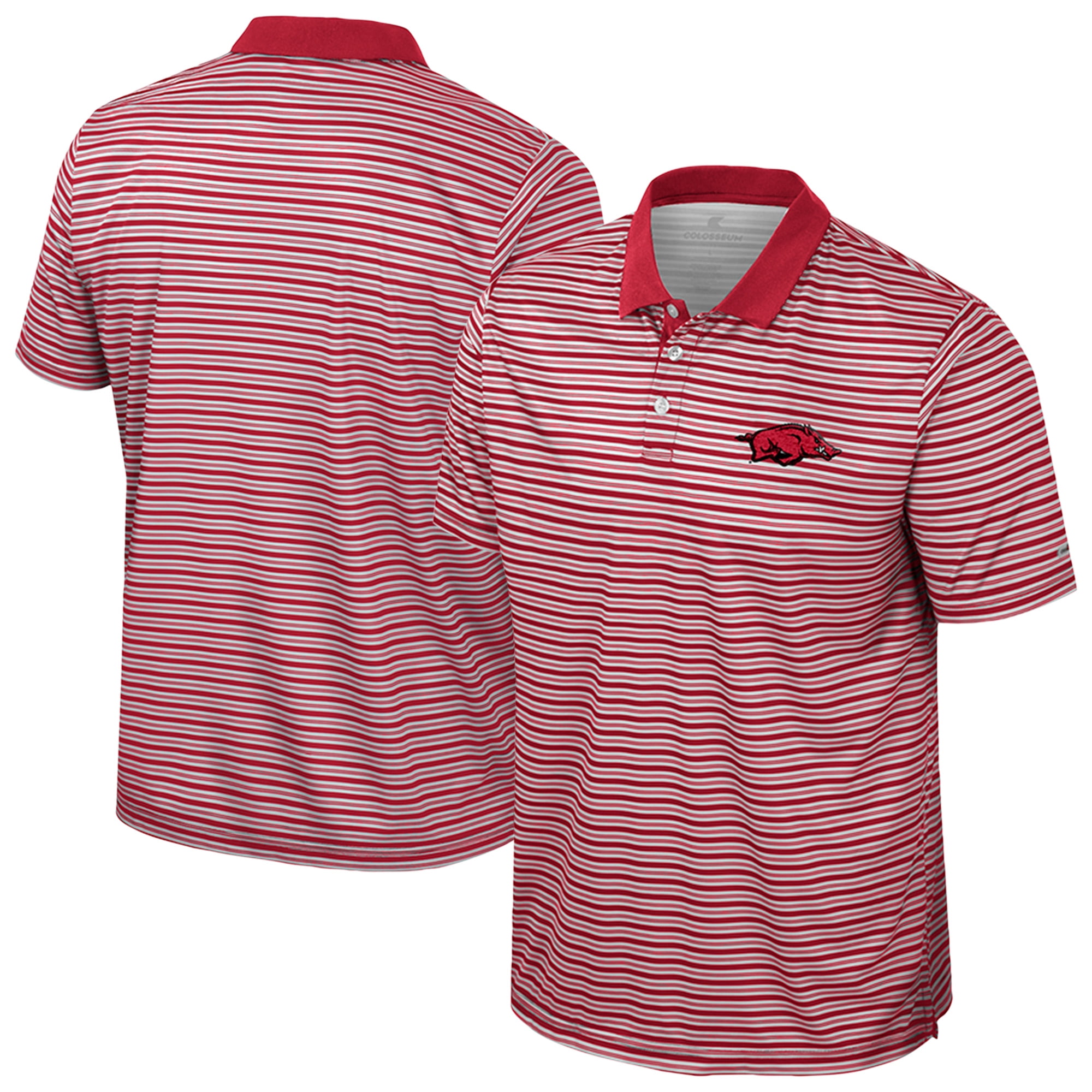 Men's Colosseum Cardinal Arkansas Razorbacks Striped Polo - Walmart.com
