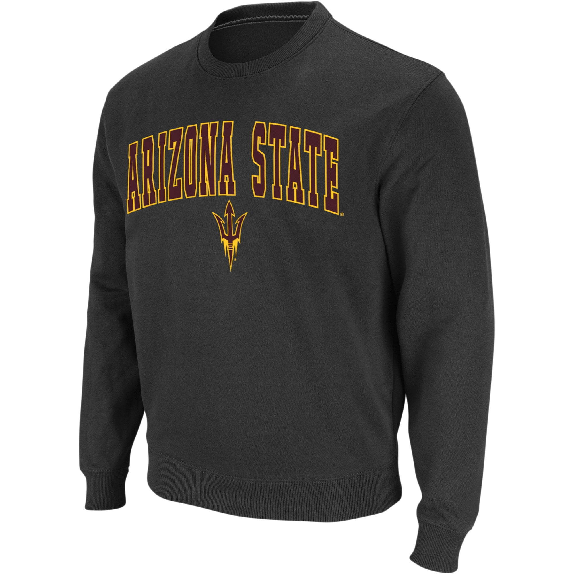 Men's Colosseum Charcoal Arizona State Sun Devils Arch & Logo Crew Neck ...