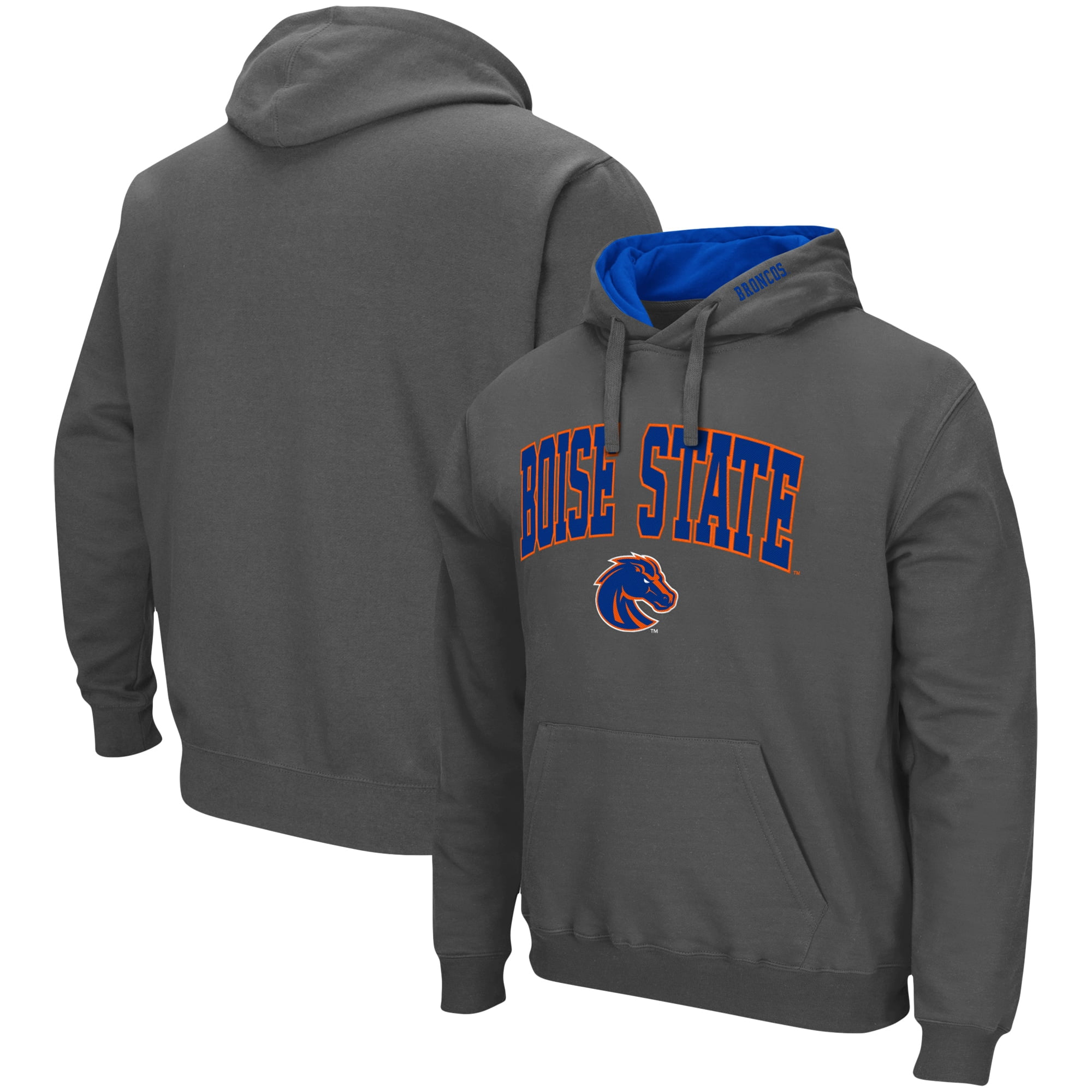 Men's Colosseum Charcoal Boise State Broncos Arch & Logo 3.0 Pullover ...