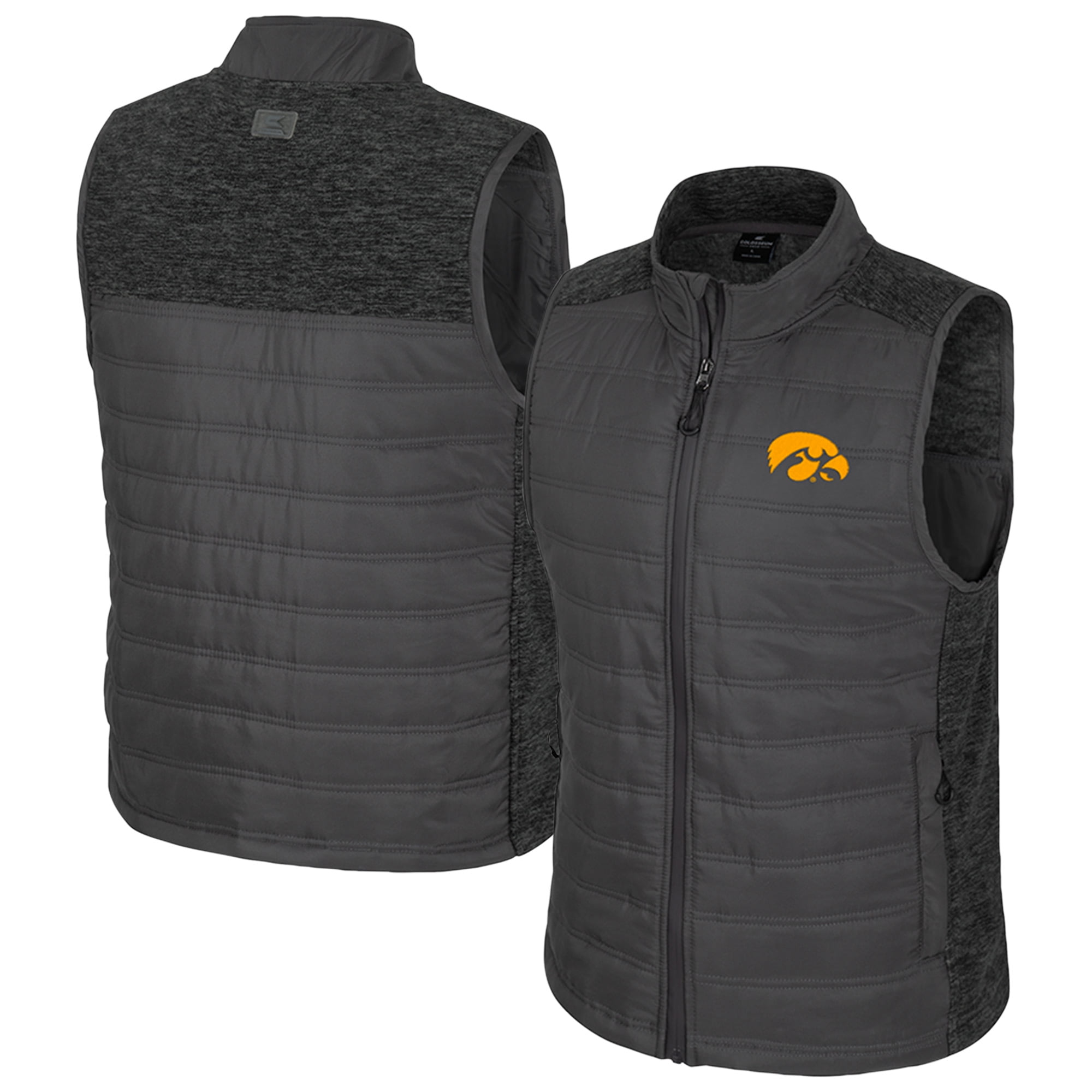 Men's Colosseum Charcoal Iowa Hawkeyes Nightman Full-Zip Puffer Vest ...