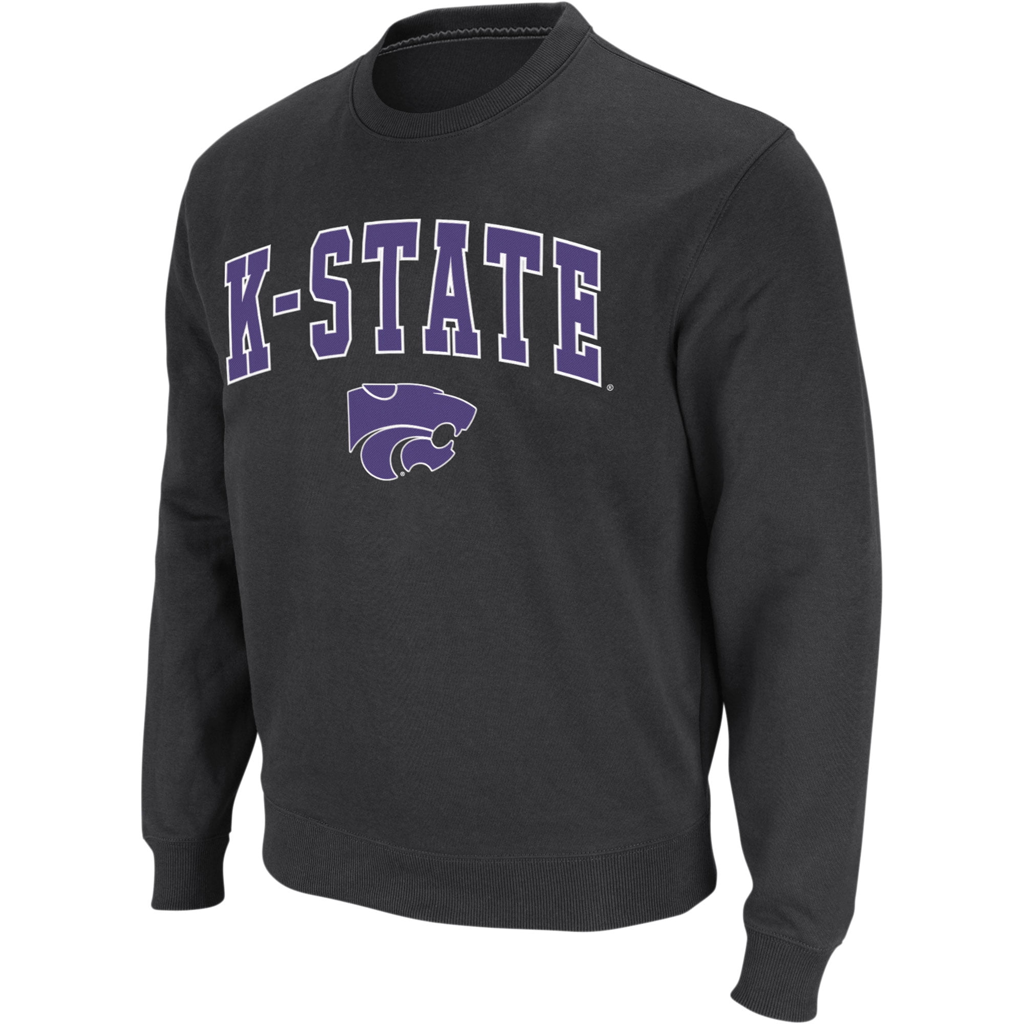 Men's Colosseum Charcoal Kansas State Wildcats Arch & Logo Crew Neck ...