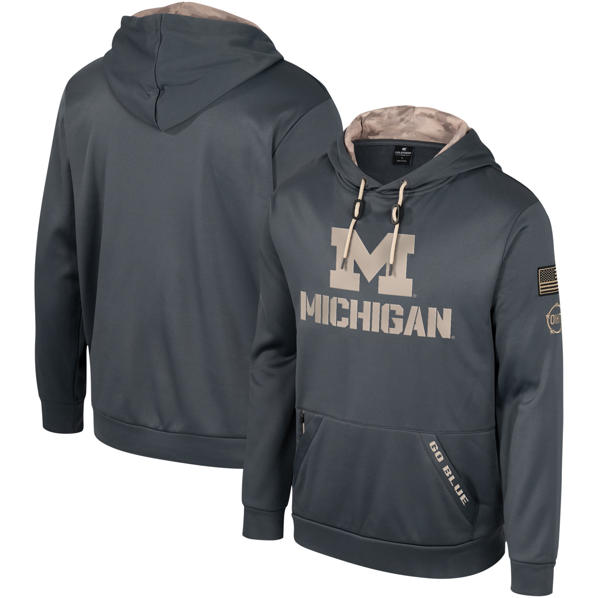 Men's Colosseum Charcoal Michigan Wolverines OHT Military Appreciation Pullover Hoodie - Walmart.com
