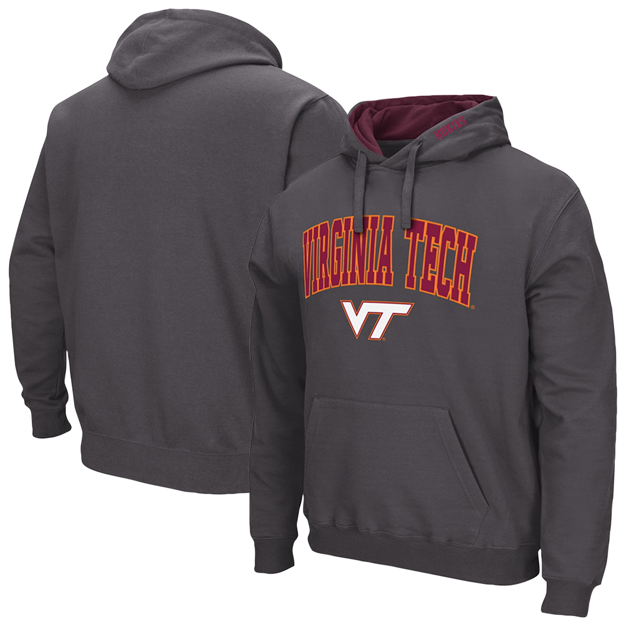 Men's Colosseum Charcoal Virginia Tech Hokies Arch & Logo 3.0 Pullover ...