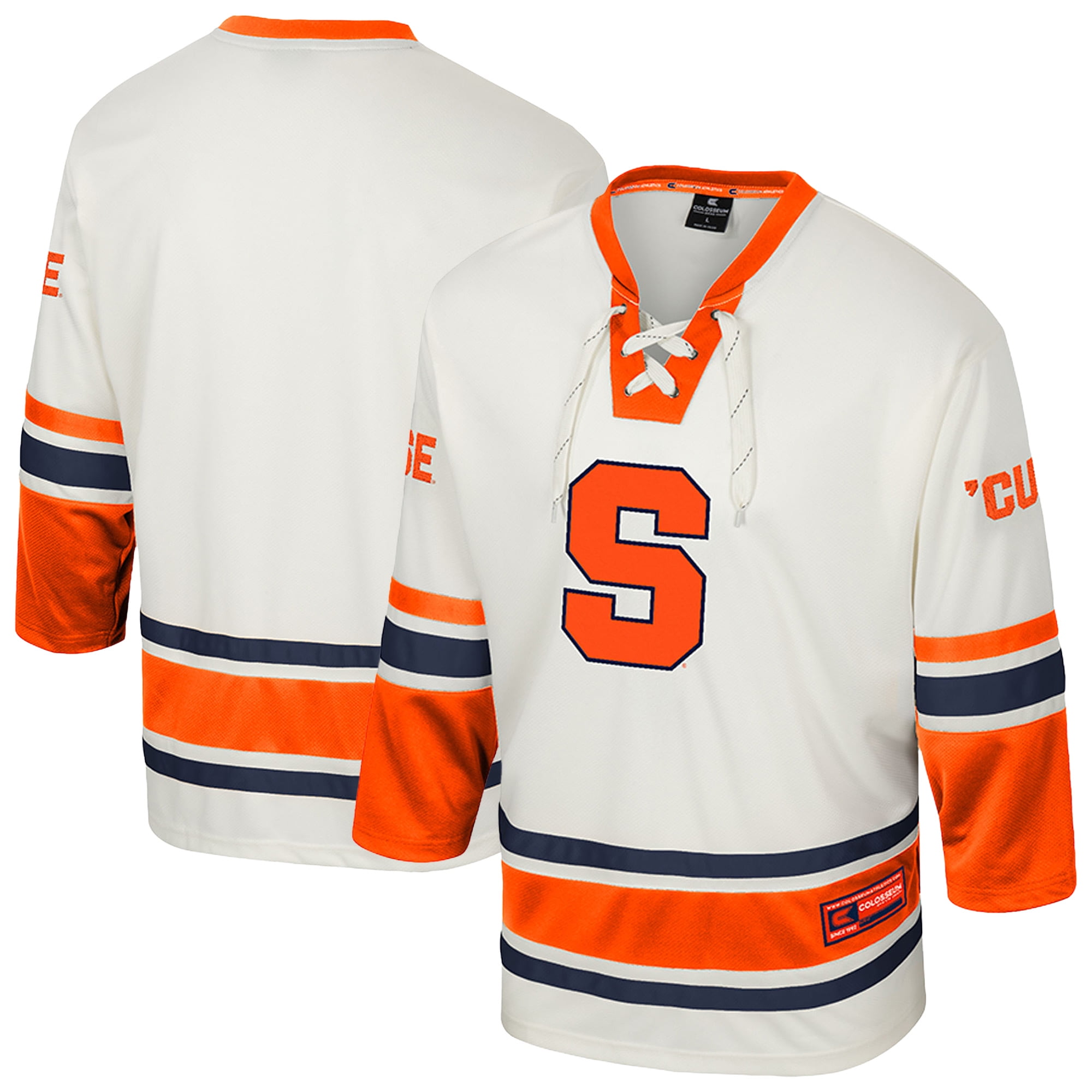 Men's Colosseum Cream Syracuse Orange Puck Proud Fashion Hockey Jersey ...