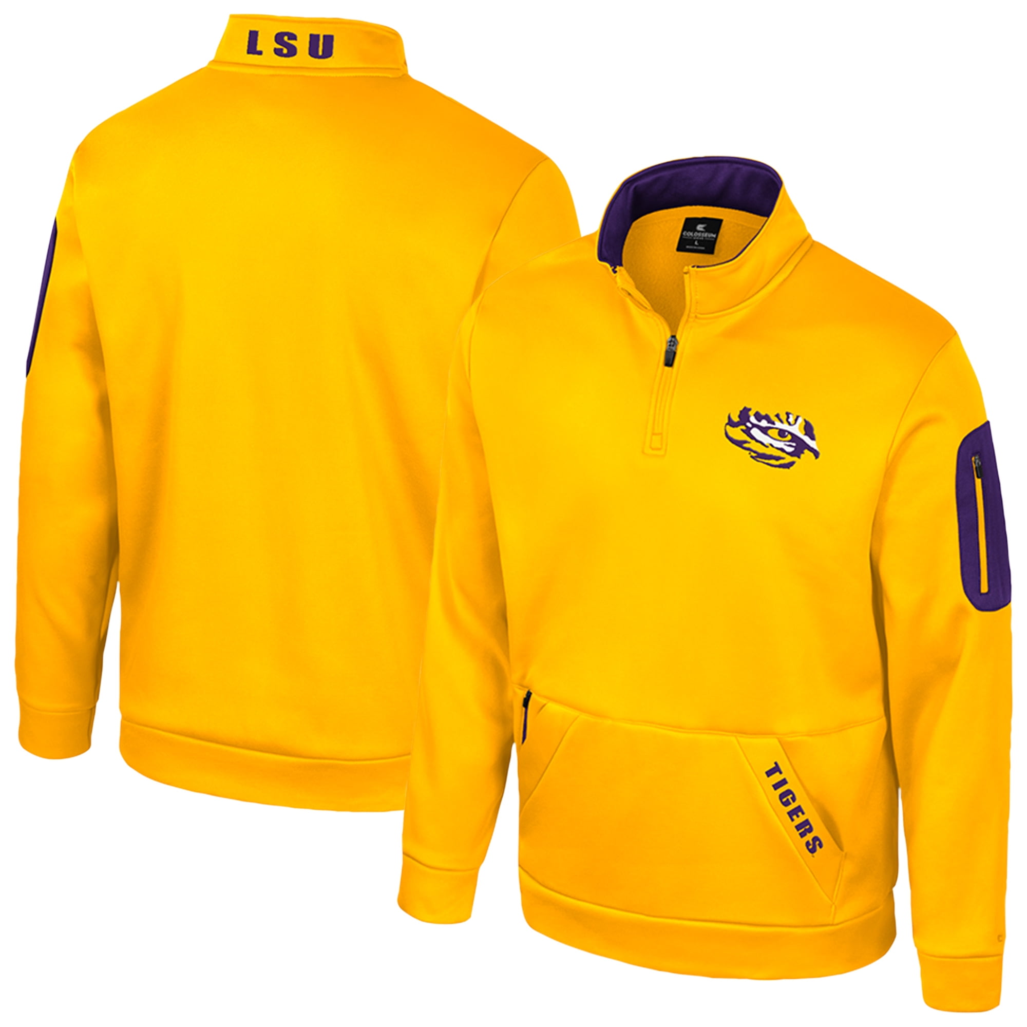 Men's Colosseum Gold LSU Tigers Mainframe Quarter-Zip Fleece Jacket ...