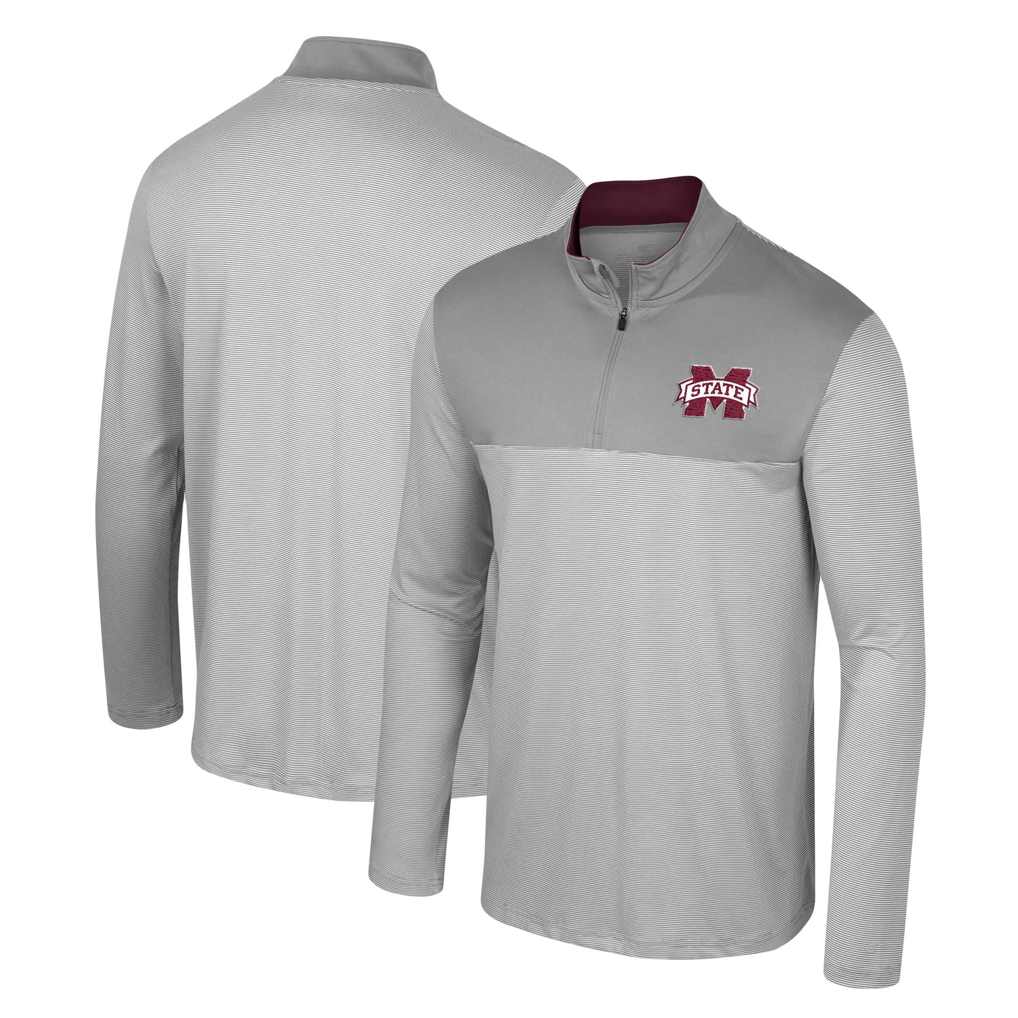 Men's Colosseum Gray Mississippi State Bulldogs Tuck Quarter-Zip Top ...