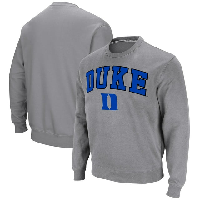 Men's Colosseum Heather Gray Duke Blue Devils Arch & Logo Pullover ...