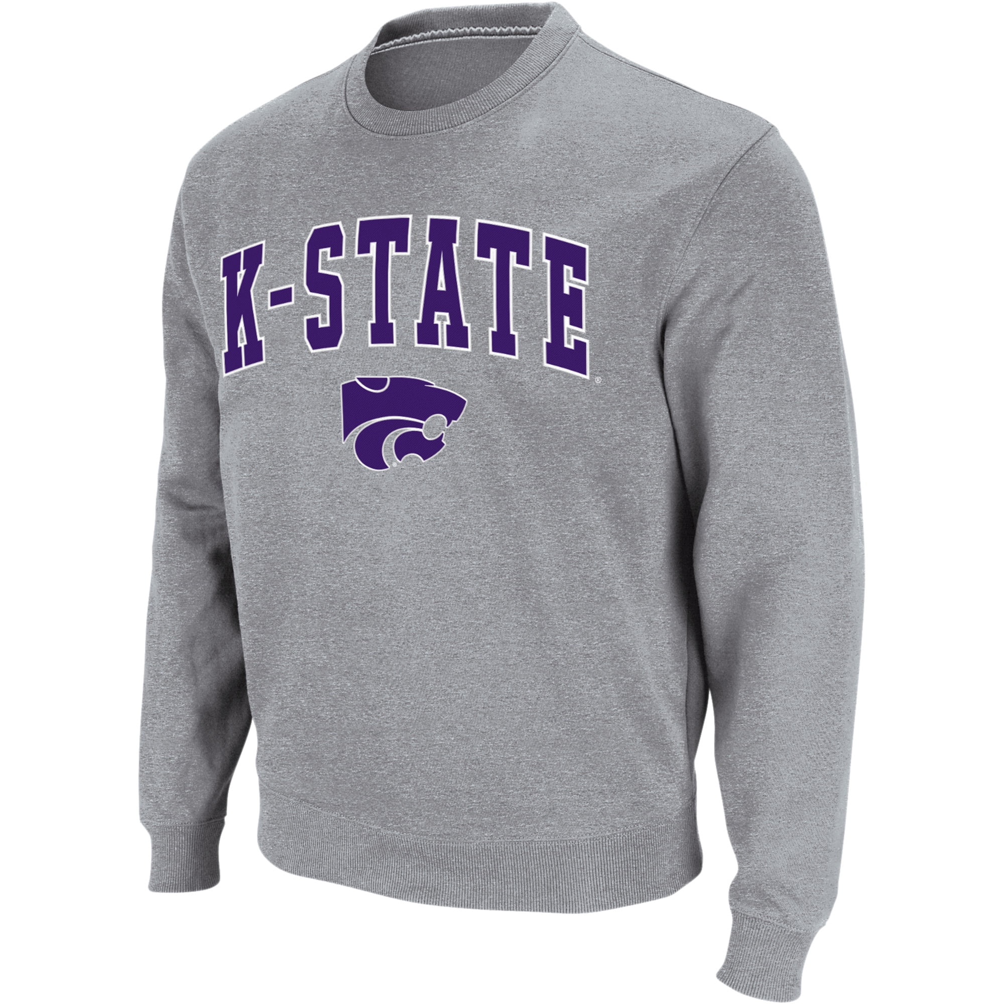 Men's Colosseum Heather Gray Kansas State Wildcats Arch & Logo Crew ...