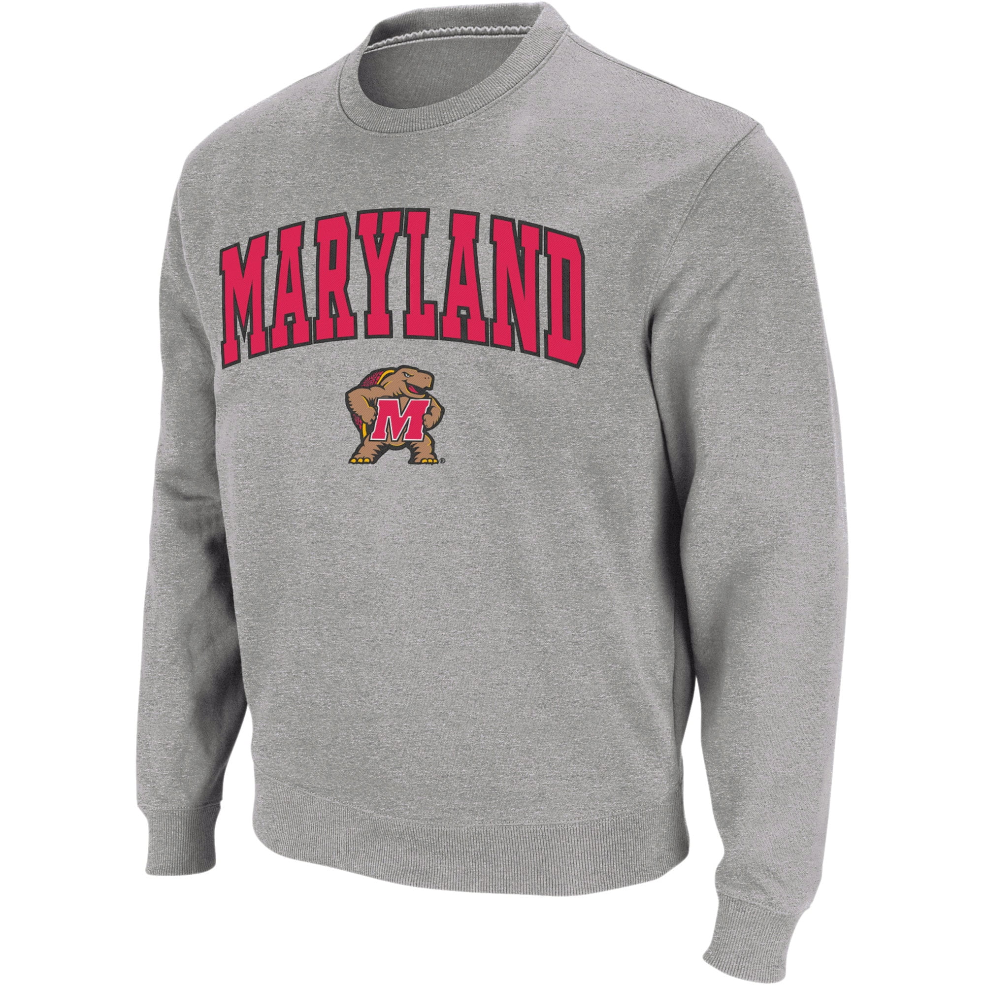 Men's Colosseum Heather Gray Maryland Terrapins Arch & Logo Crew Neck ...