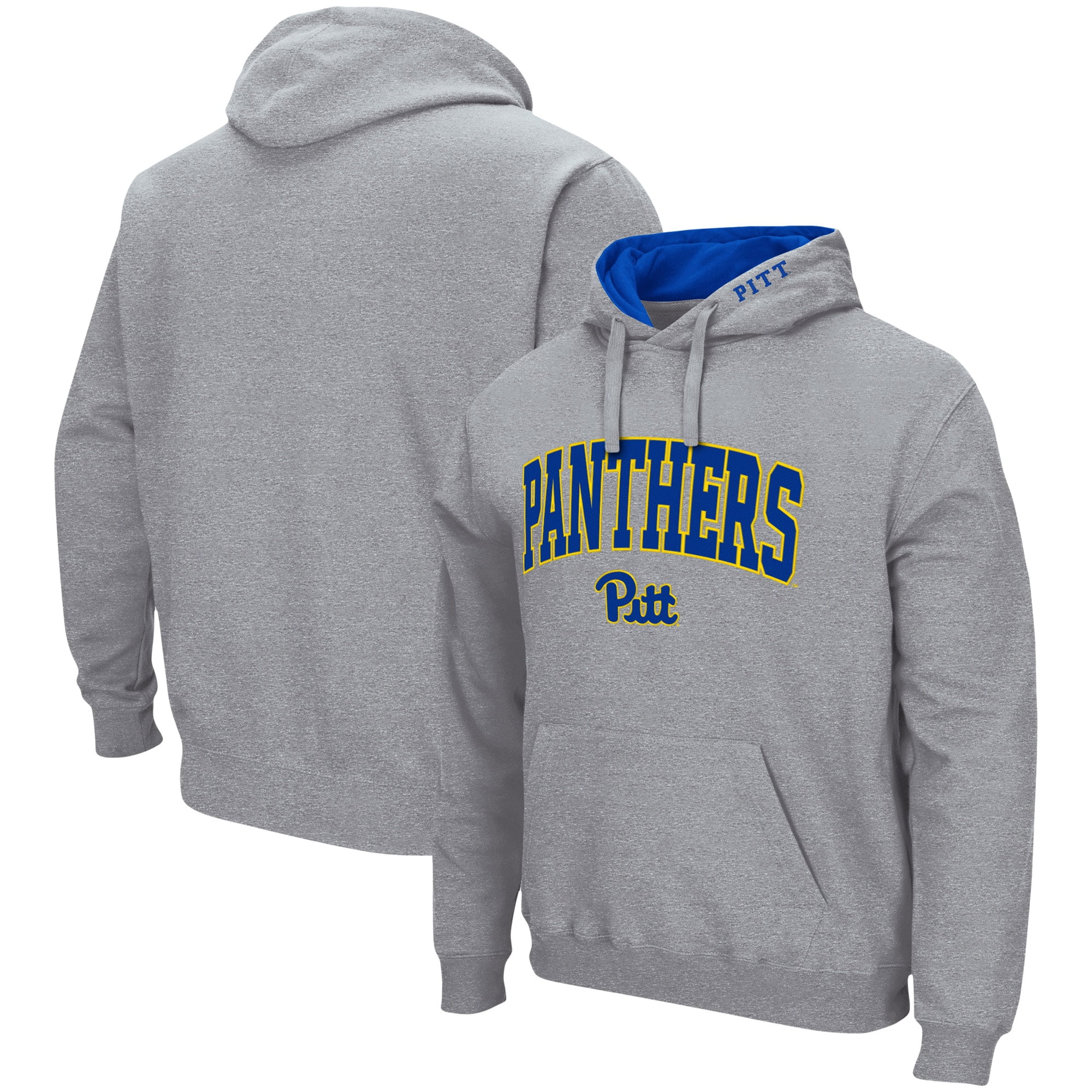 Men's Colosseum Heather Gray Pitt Panthers Arch & Logo 3.0 Pullover ...