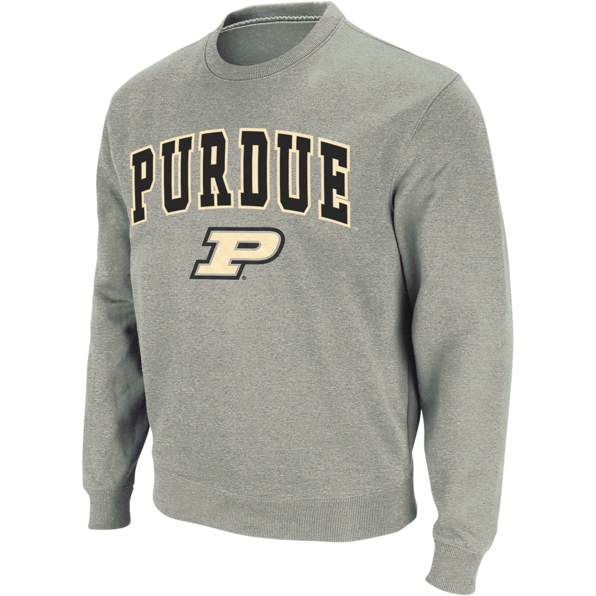 Men's Colosseum Heather Gray Purdue Boilermakers Arch & Logo Crew Neck ...