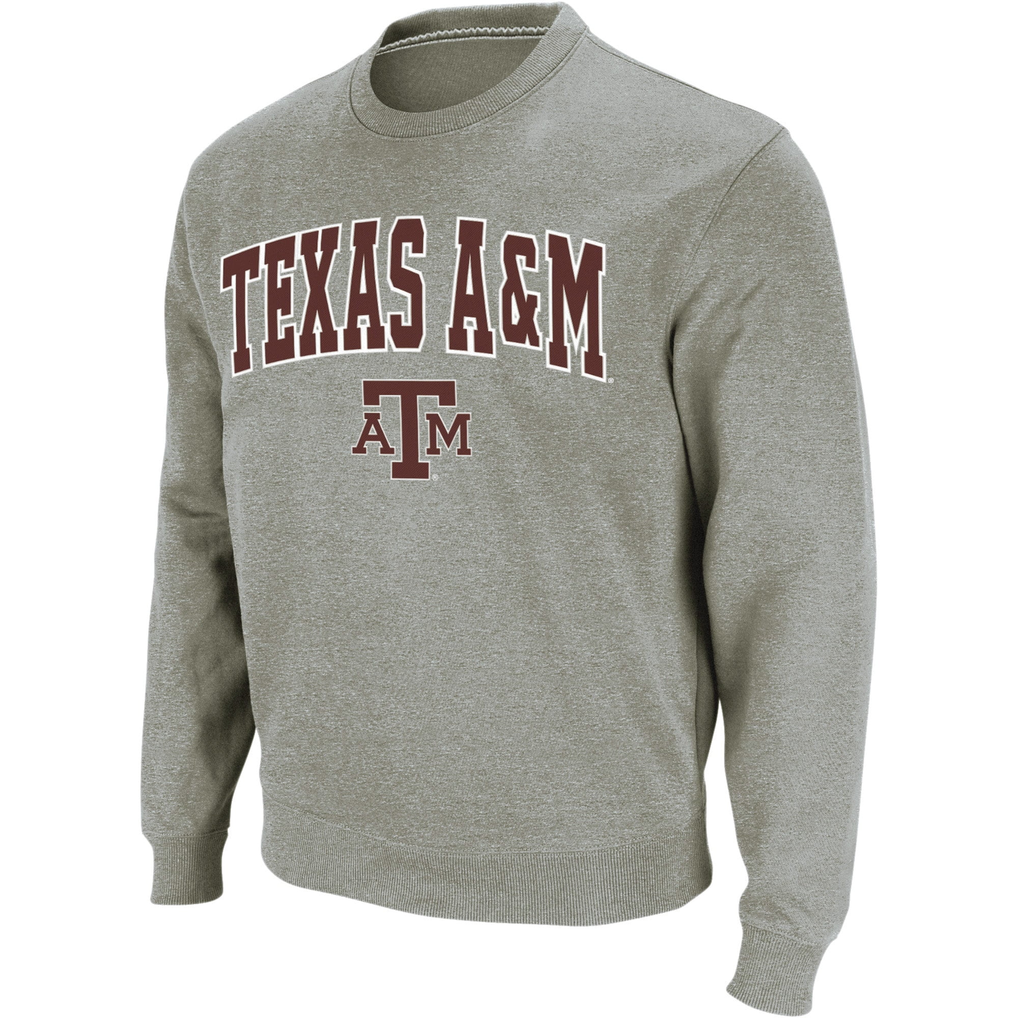 Men's Colosseum Heather Gray Texas A&M Aggies Arch & Logo Crew Neck ...