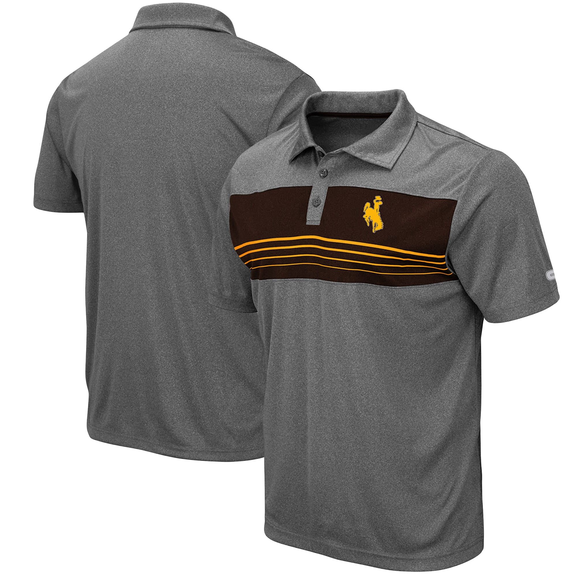 Men's Colosseum Heathered Charcoal Wyoming Cowboys Smithers Polo ...