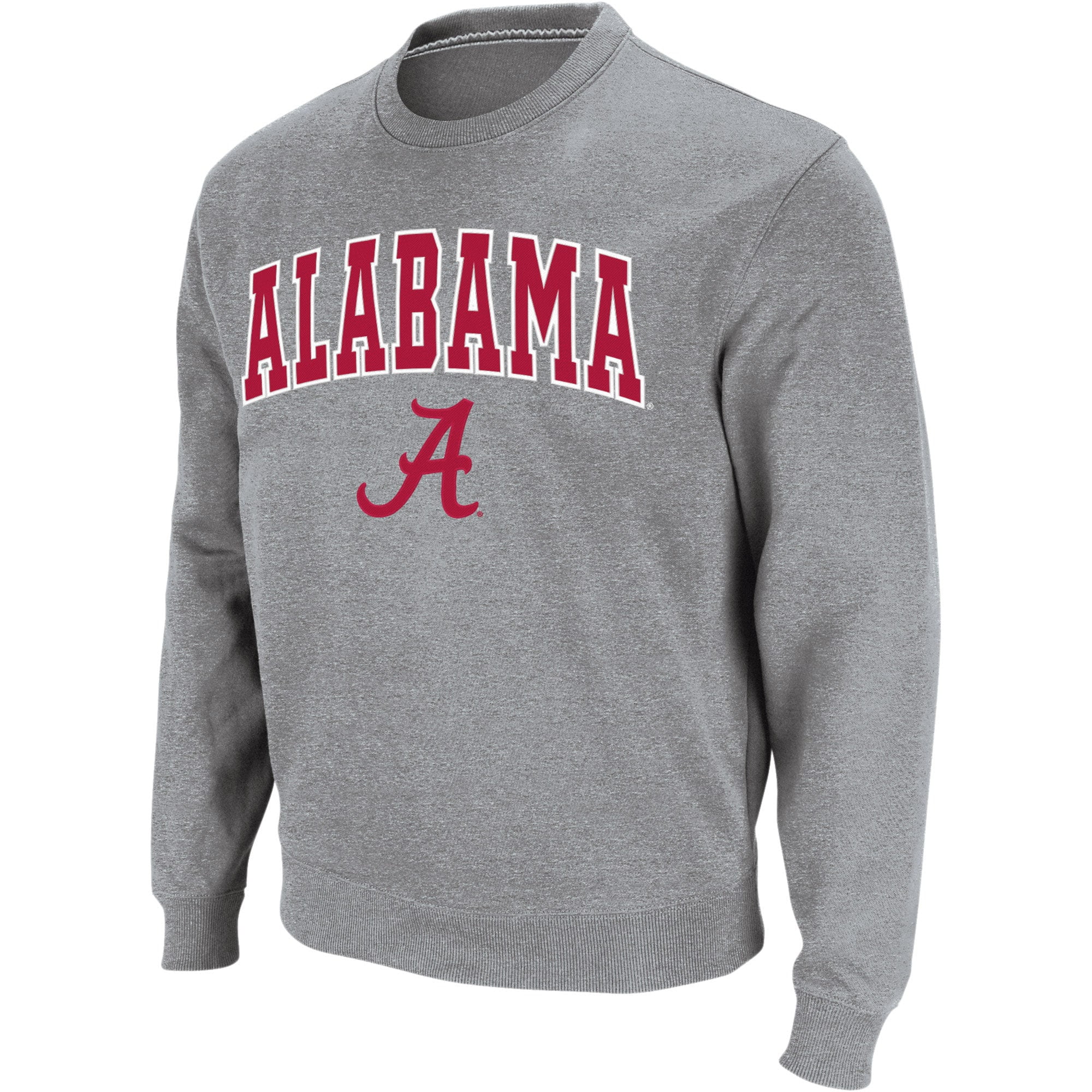 Men's Colosseum Heathered Gray Alabama Crimson Tide Arch & Logo Crew ...