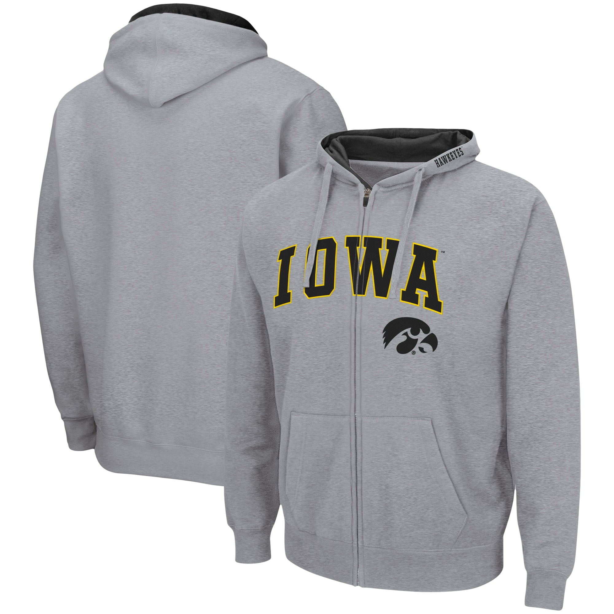 Men's Colosseum Heathered Gray Iowa Hawkeyes Arch & Logo 3.0 Full-Zip ...