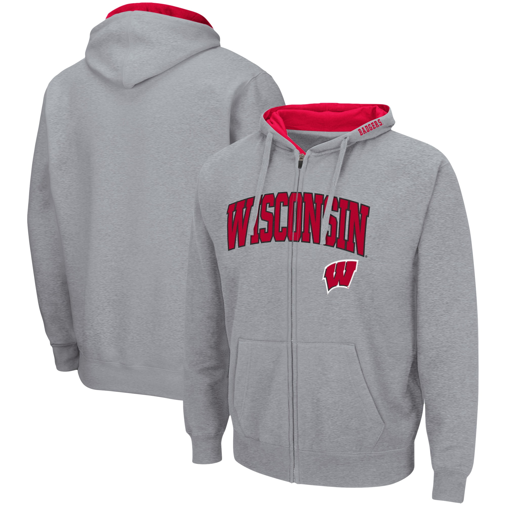 Men's Colosseum Heathered Gray Wisconsin Badgers Arch & Logo 3.0 Full ...