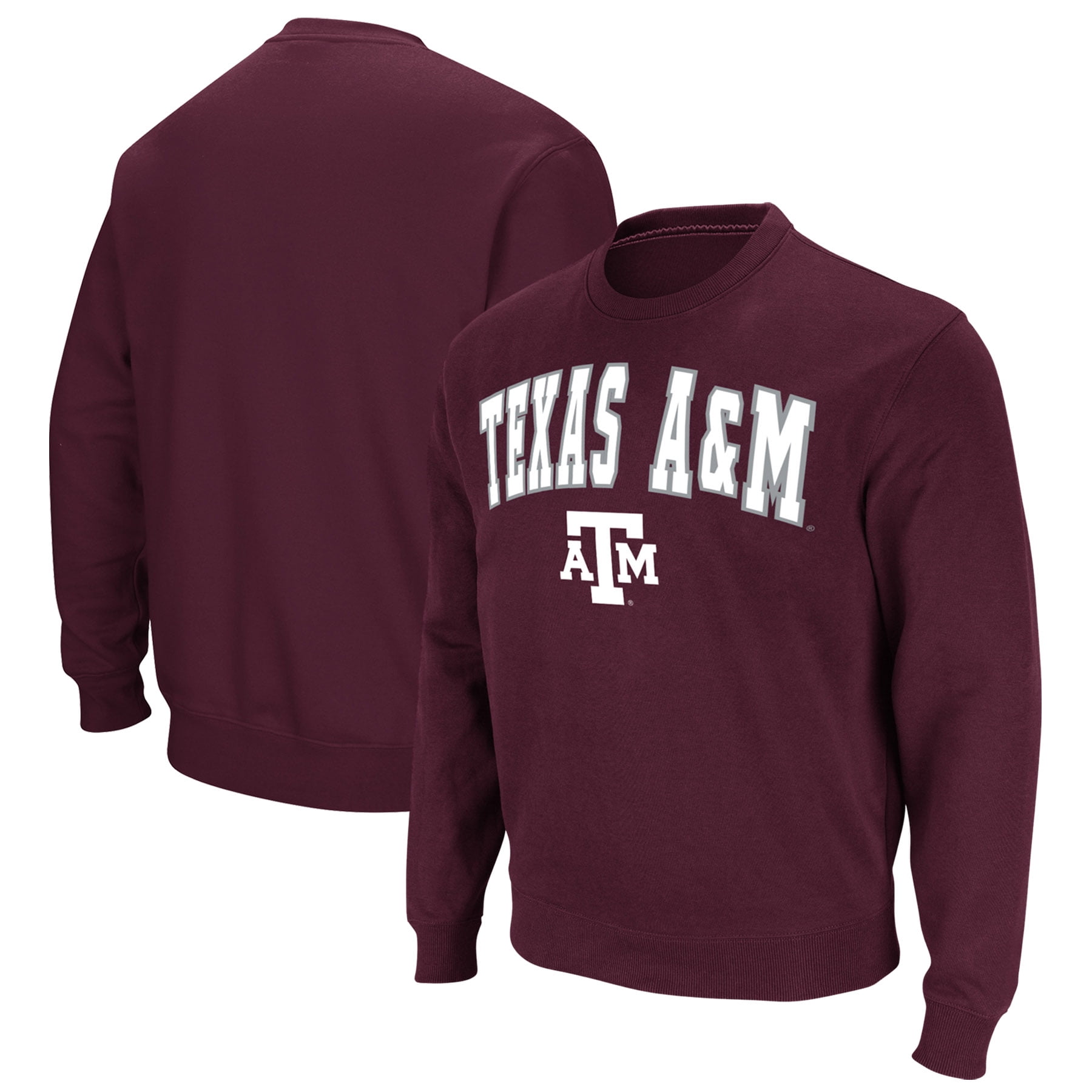 Men's Colosseum Maroon Texas A&M Aggies Arch & Logo Pullover Sweatshirt ...
