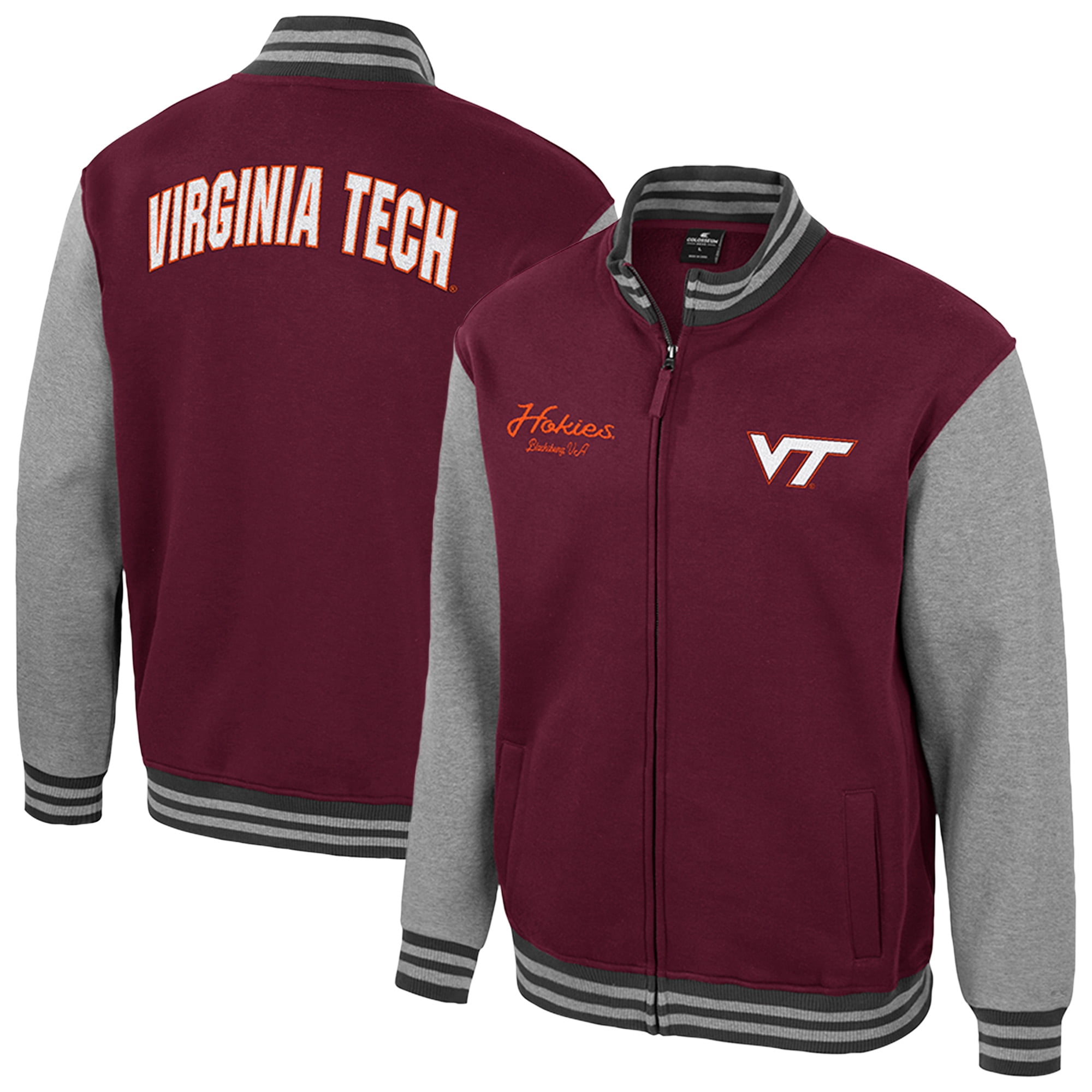 Men's Colosseum Maroon Virginia Tech Hokies Ambi-Turner Full-Zip ...