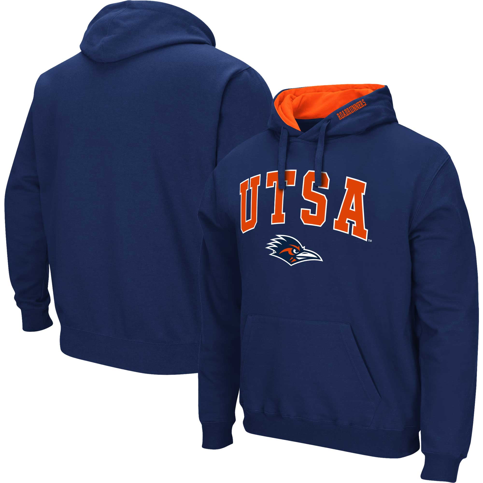 Men's Colosseum Navy UTSA Roadrunners Arch & Logo 3.0 Pullover Hoodie ...