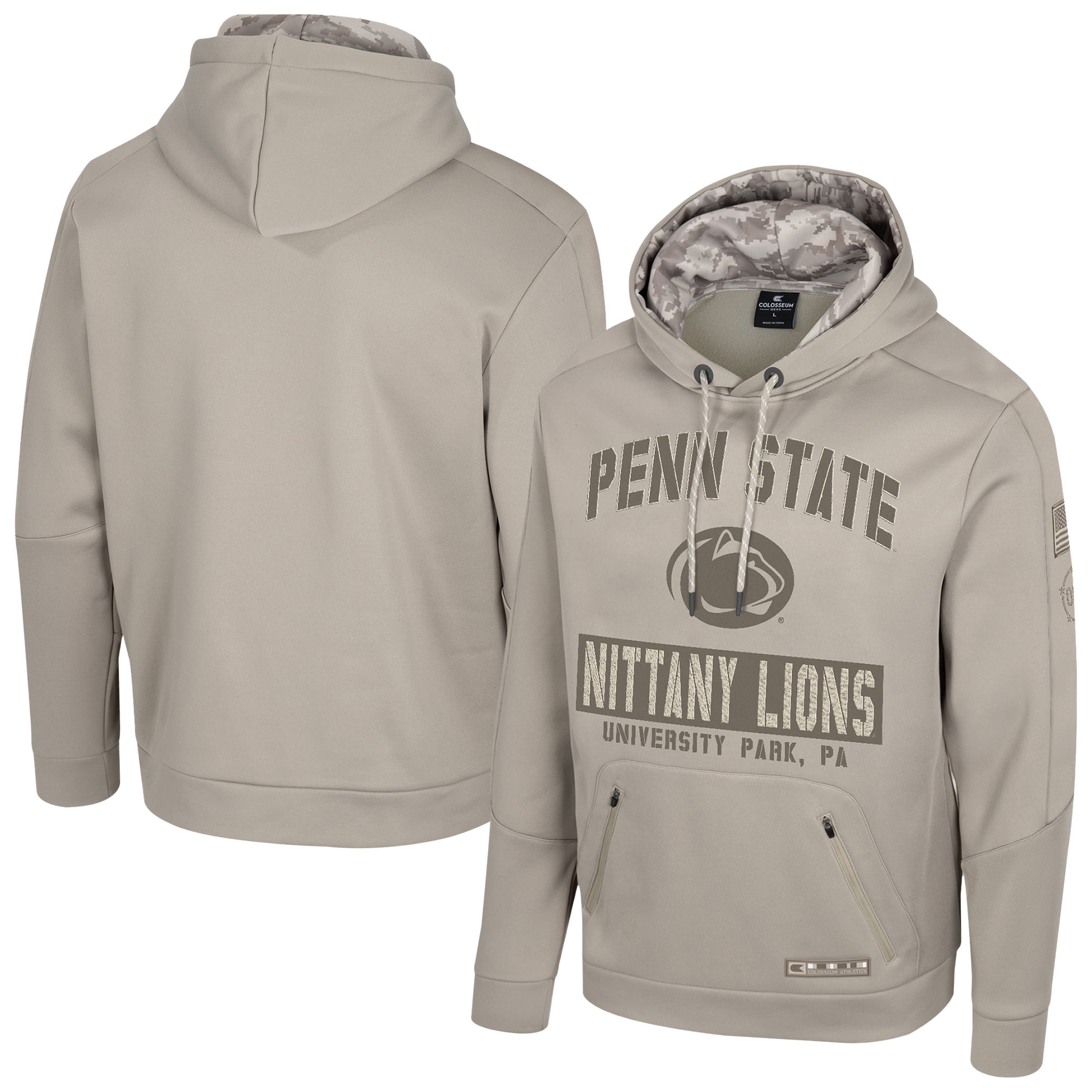 Men's Colosseum Oatmeal Penn State Nittany Lions Big & Tall Operation Hat Trick Battalion Hoodie ...