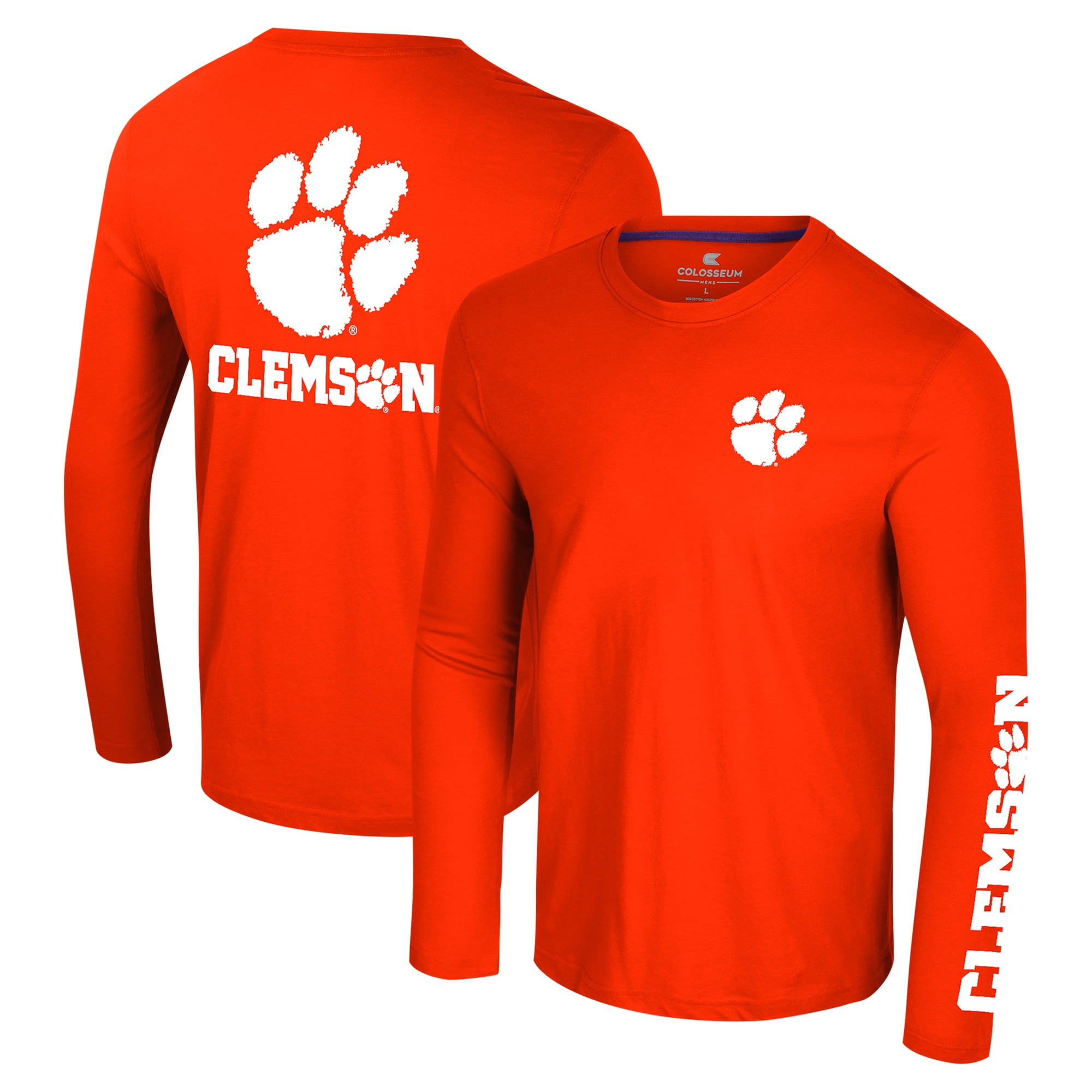 Men's Colosseum Orange Clemson Tigers Logo Lockup 3-Hit Active Blend ...