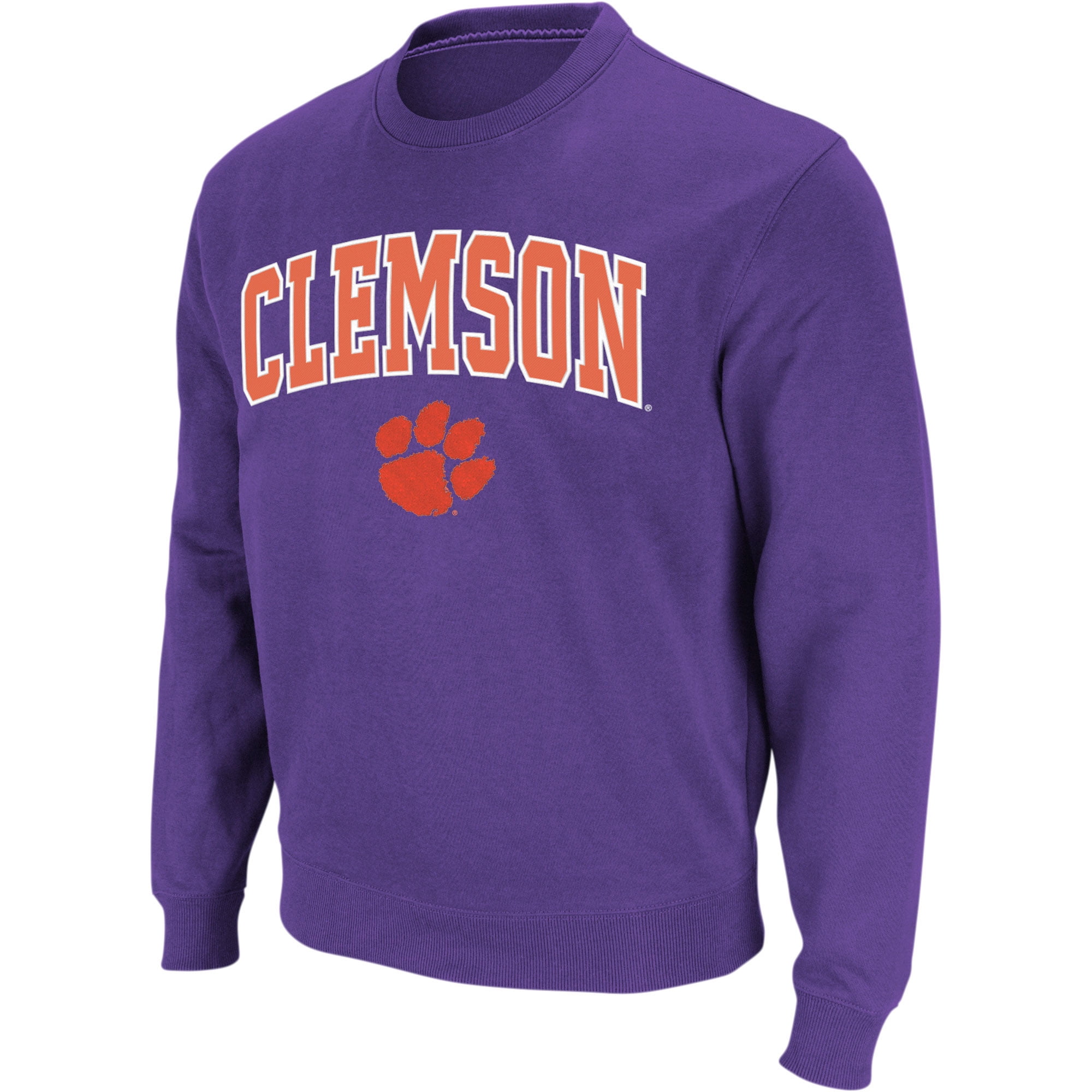 Men's Colosseum Purple Clemson Tigers Arch & Logo Crew Neck Sweatshirt ...