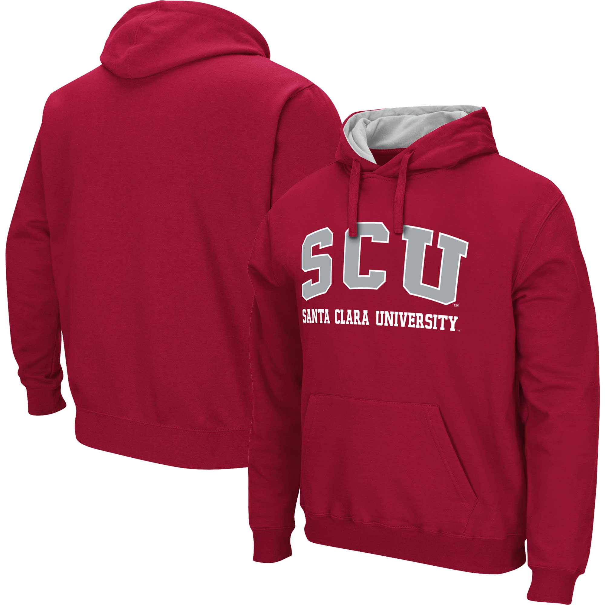 Men's Colosseum Red Santa Clara Broncos Arch & Logo 3.0 Pullover Hoodie ...