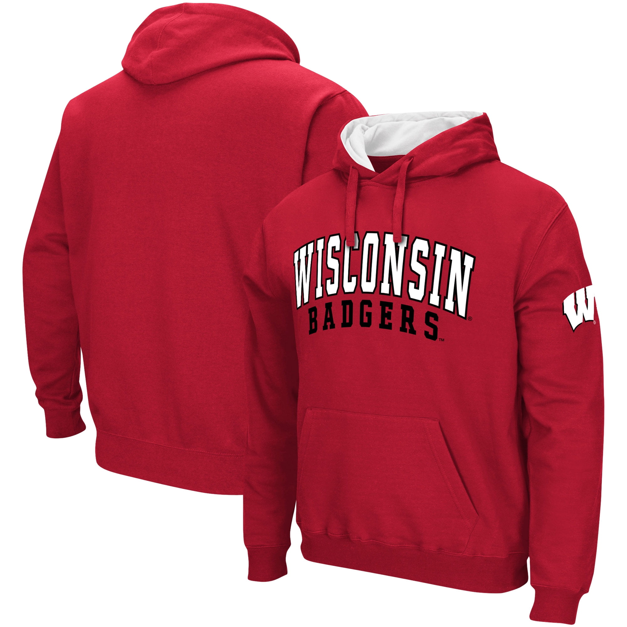 Men's Colosseum Red Wisconsin Badgers Double Arch Pullover Hoodie ...