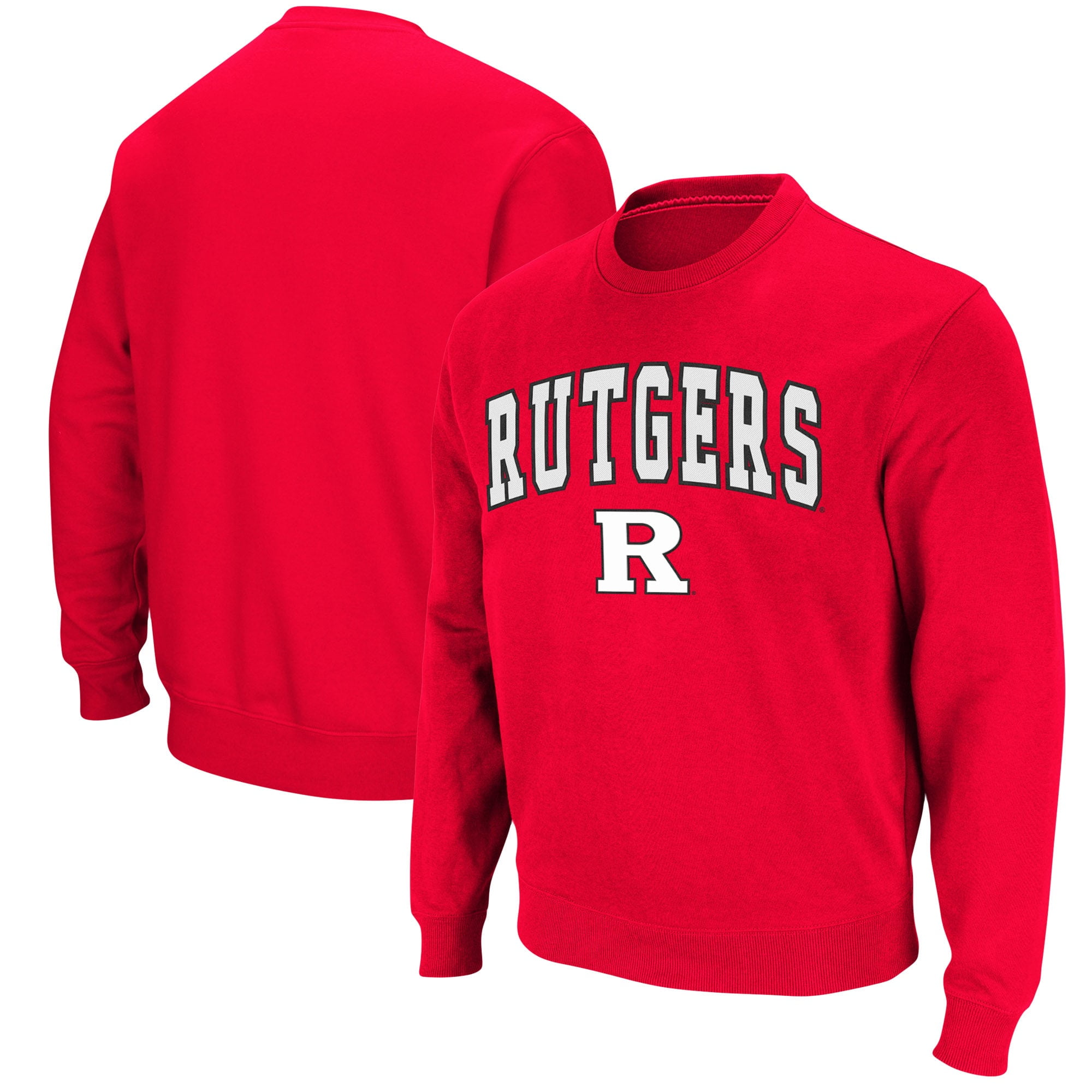 Men's Colosseum Scarlet Rutgers Scarlet Knights Arch & Logo Crew Neck ...