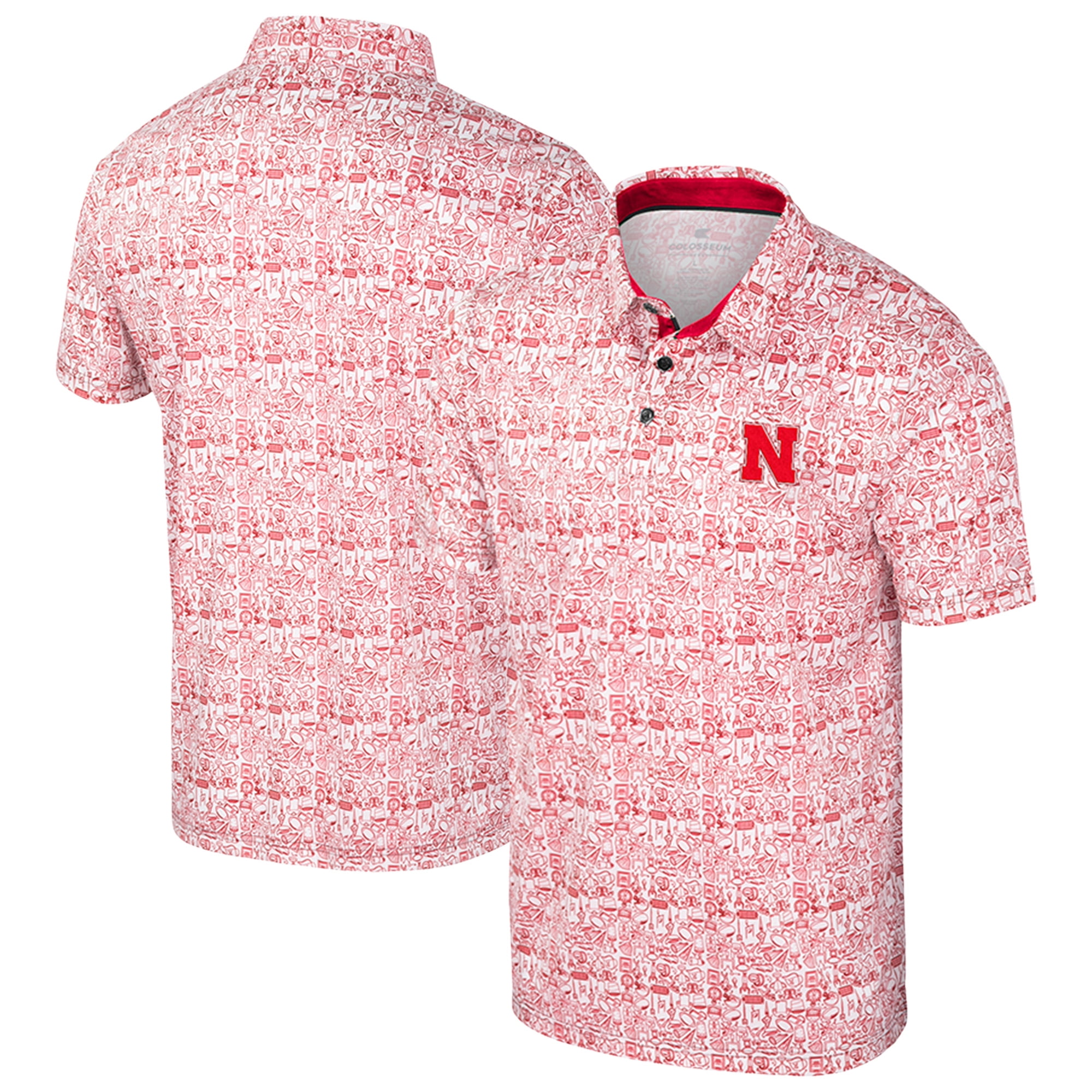 Men's Colosseum Scarlet/White Nebraska Huskers Big & Tall Allover Polo ...