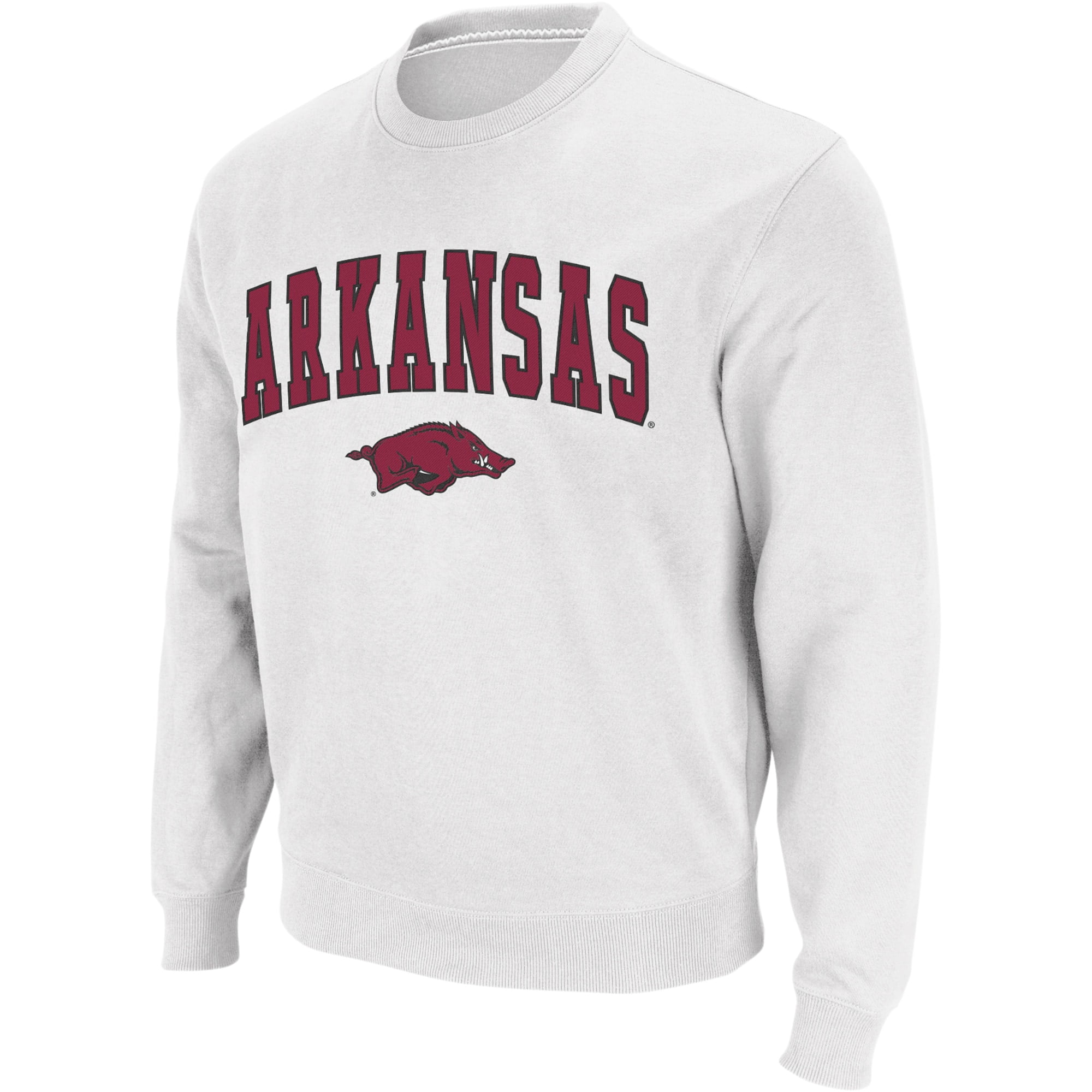 Men's Colosseum White Arkansas Razorbacks Arch & Logo Crew Neck ...