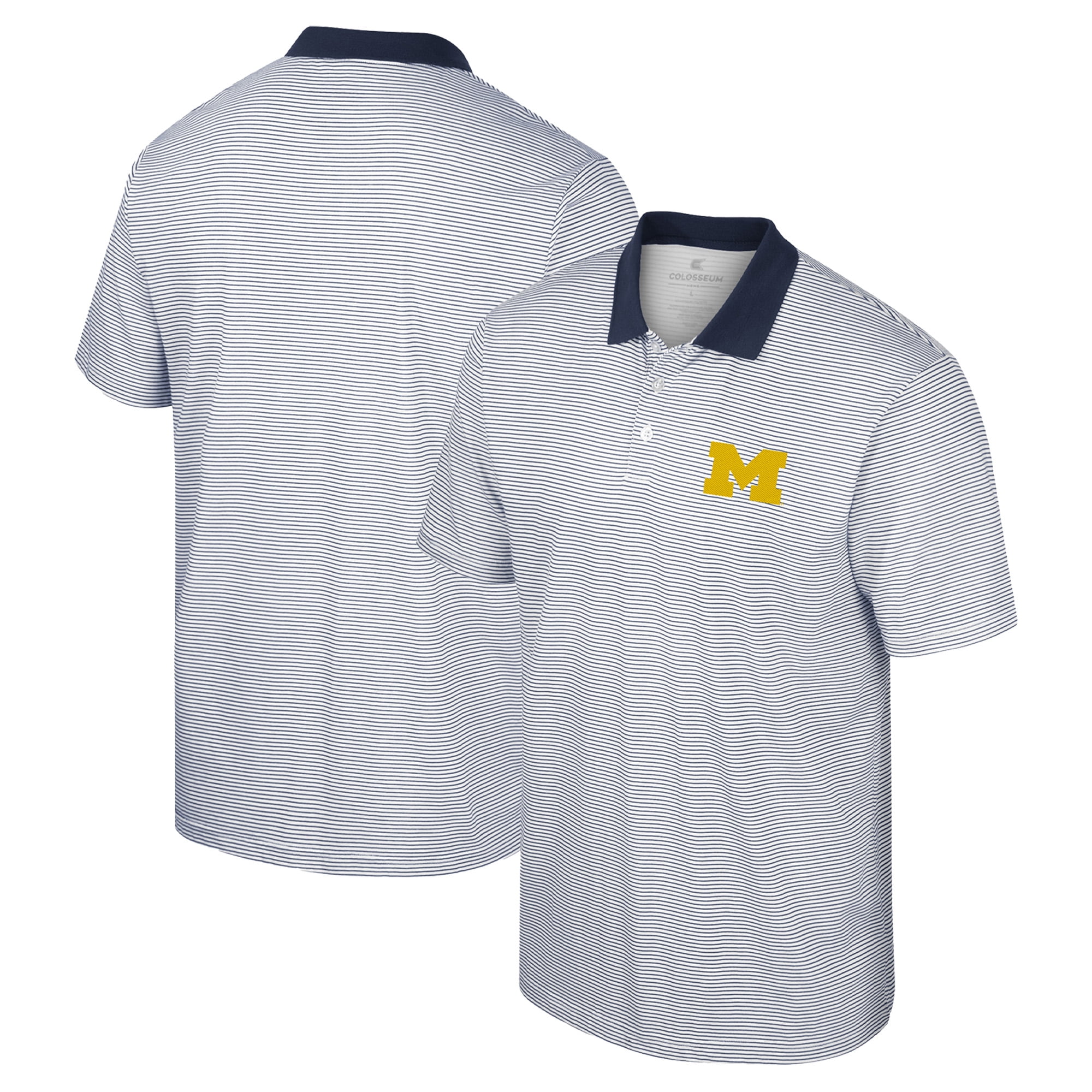 Men's Colosseum White/Black Michigan Wolverines Print Stripe Polo ...