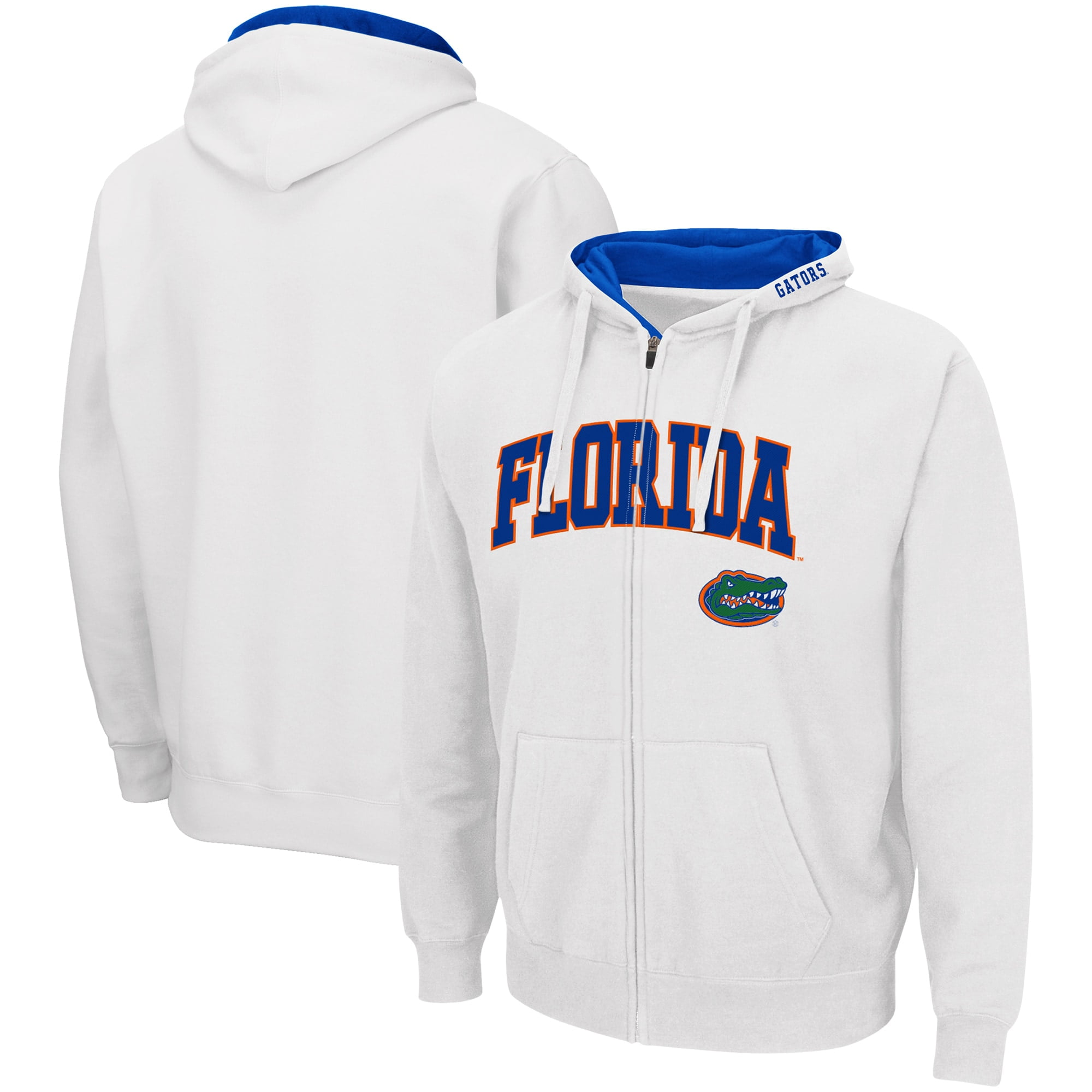 Men's Colosseum White Florida Gators Arch & Logo 3.0 Full-Zip Hoodie ...